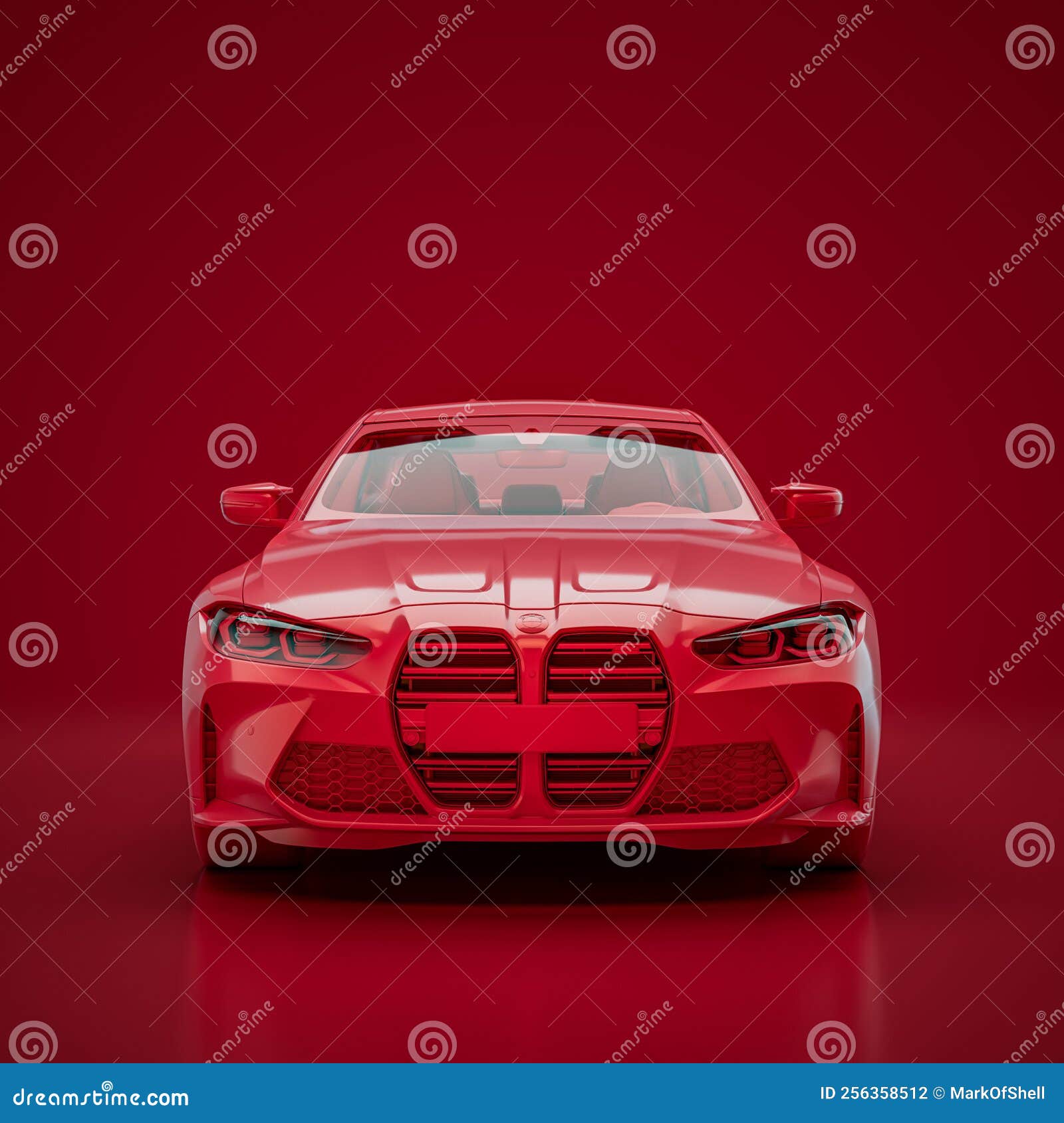 Crimson Red Car, BMW M4 G82 2021. Front View, 3D Rendering Editorial ...