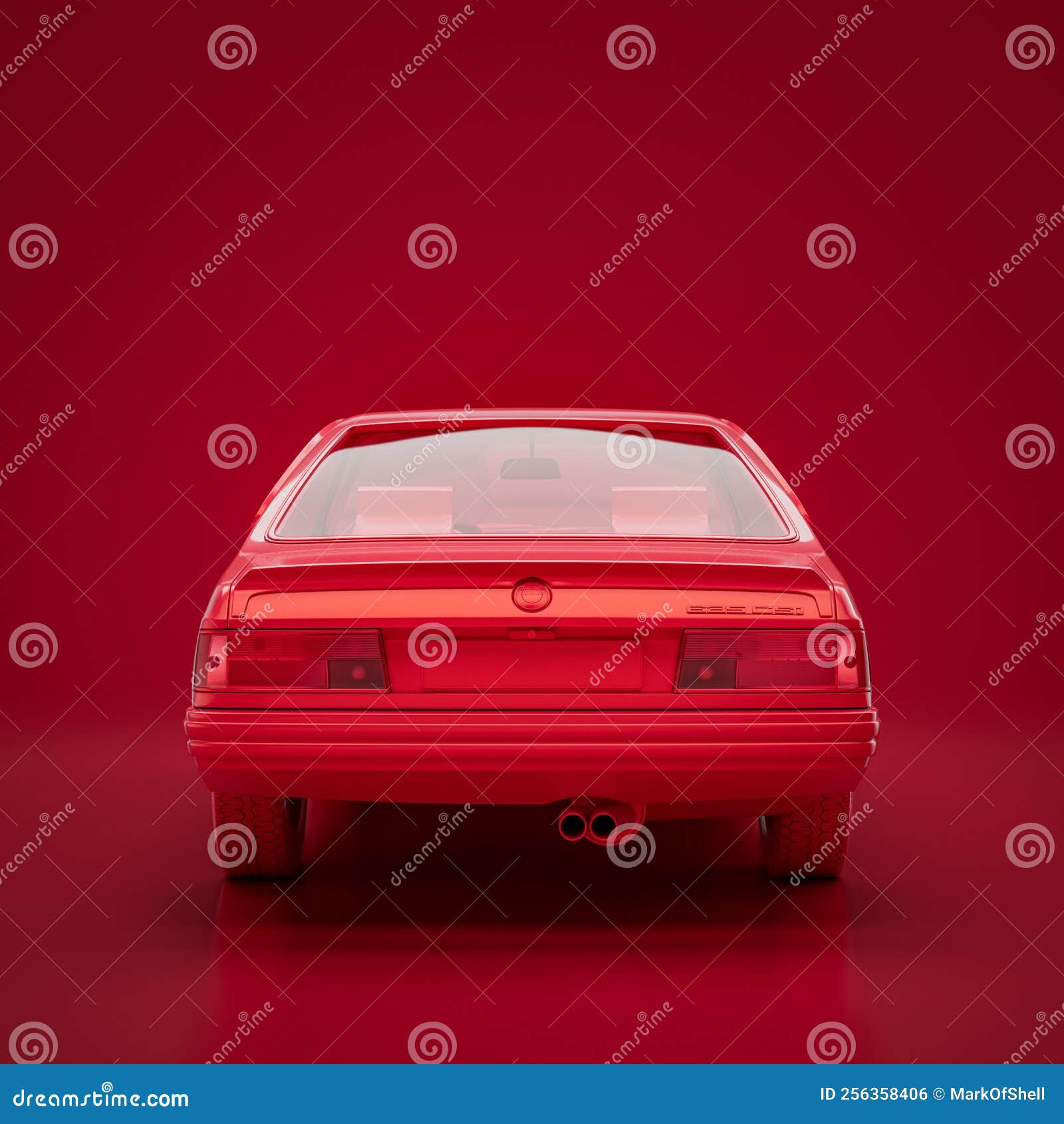 Crimson Red Car, BMW 6 Series E24 1978. Back View, 3D Rendering ...