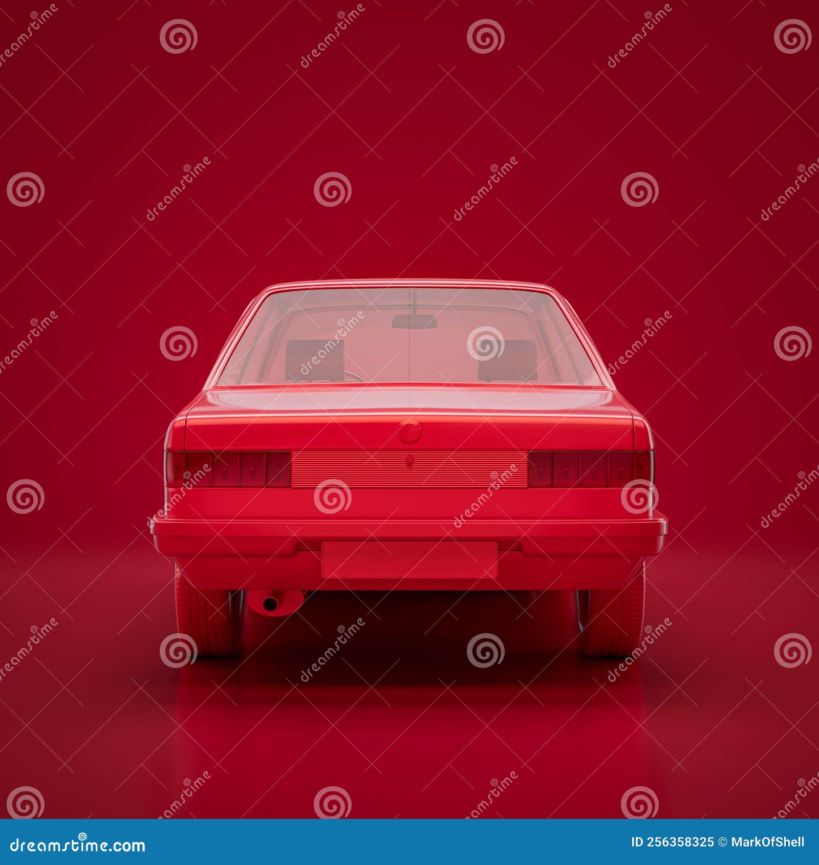 Crimson Red Car, BMW 3 Series E21 Coupe 1975. Back View, 3D Rendering ...