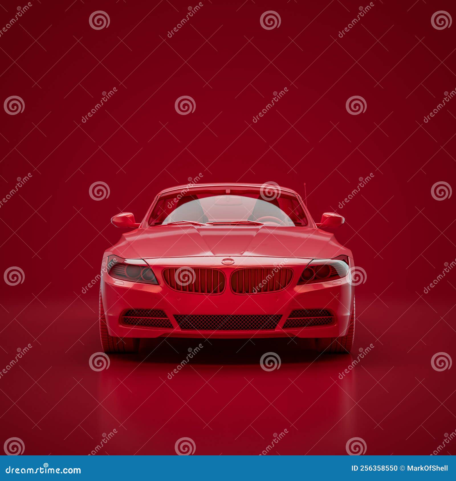 Crimson Red Car, BMW Z4 2010. Front View, 3D Rendering Editorial Image ...