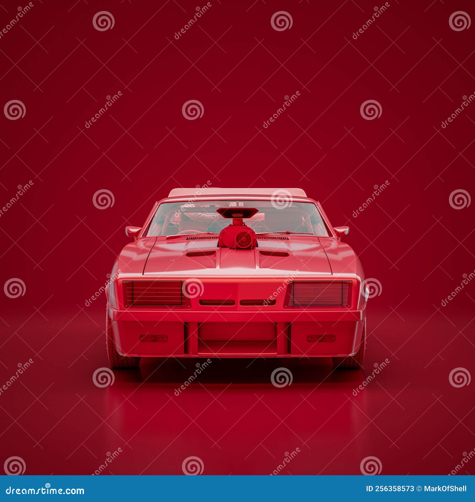 Crimson Red Car, Ford Falcon 1973 Madmax Interceptor. Front View, 3D ...