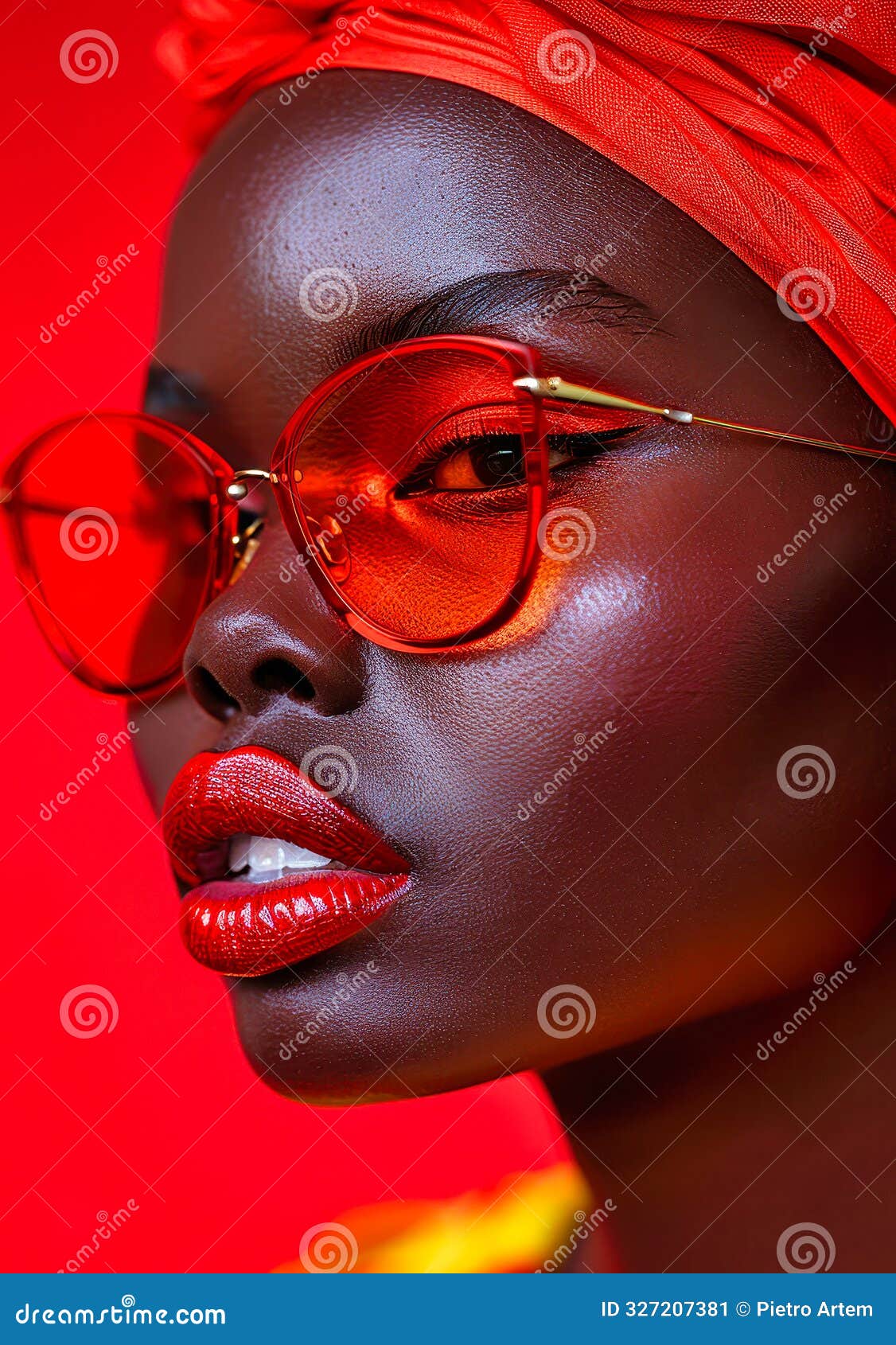 A Crimson Silhouette: a Portrait of Strength in Red Stock Image - Image ...