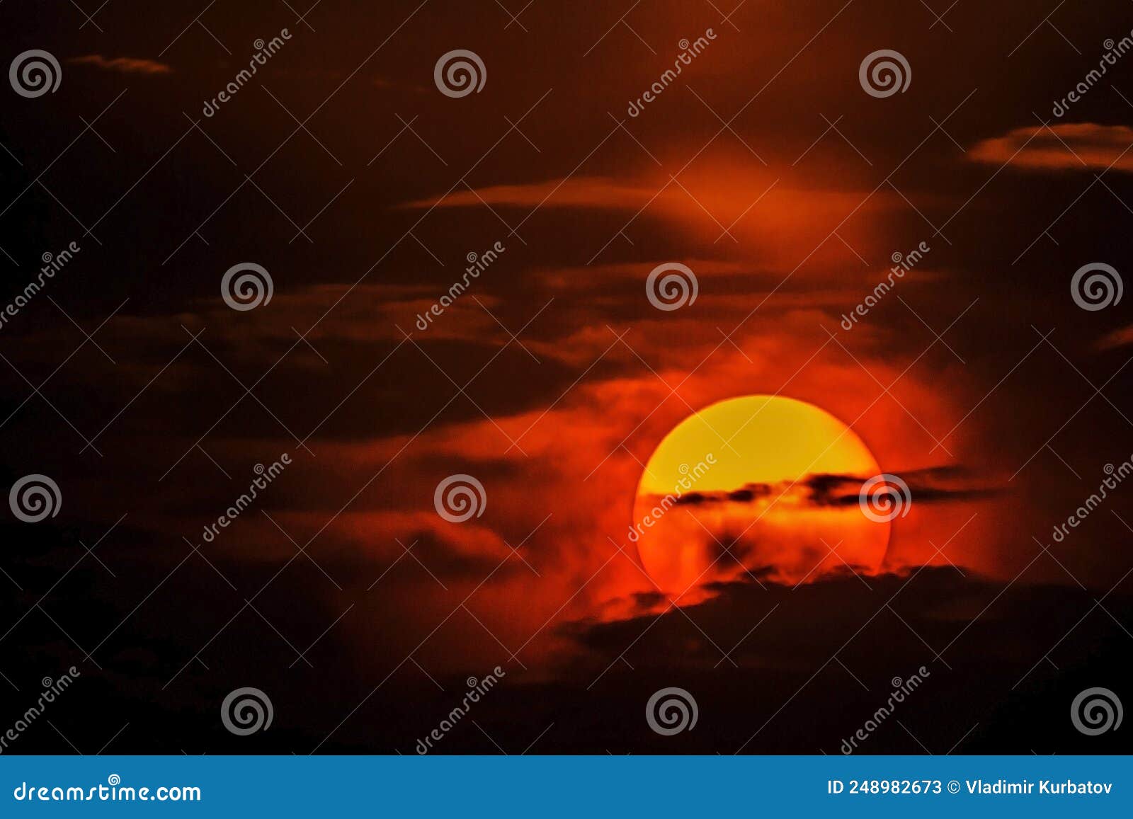 Crimson Sunset in the Cloudy Sky Stock Image - Image of reflection ...