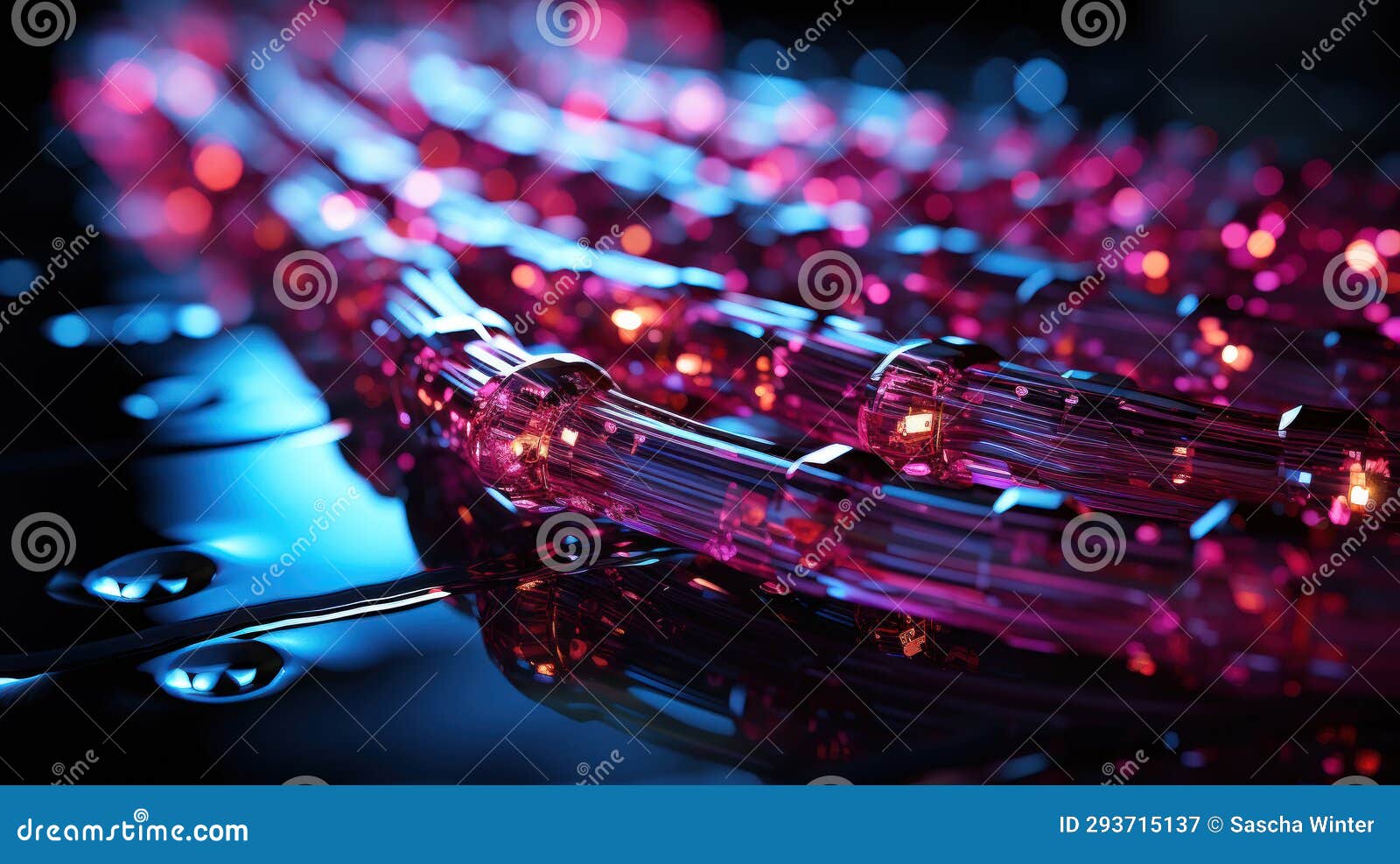 Crimson Threads of Connectivity: Red Fiber Optic Cable Stock ...