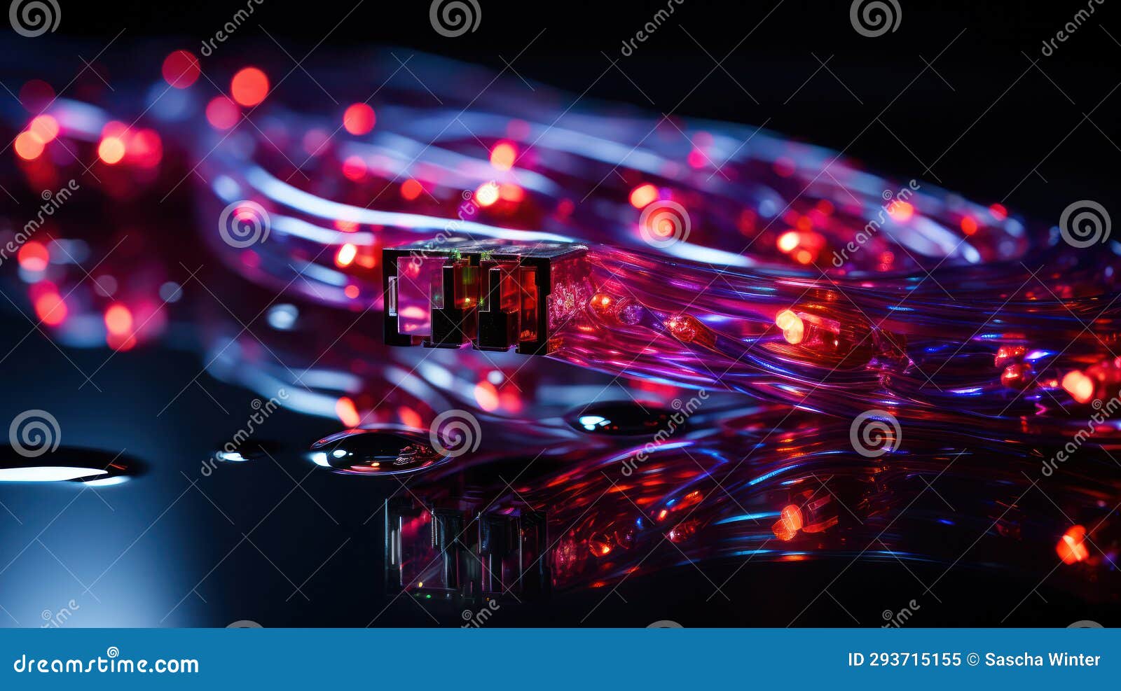 Crimson Threads of Connectivity: Red Fiber Optic Cable Stock ...