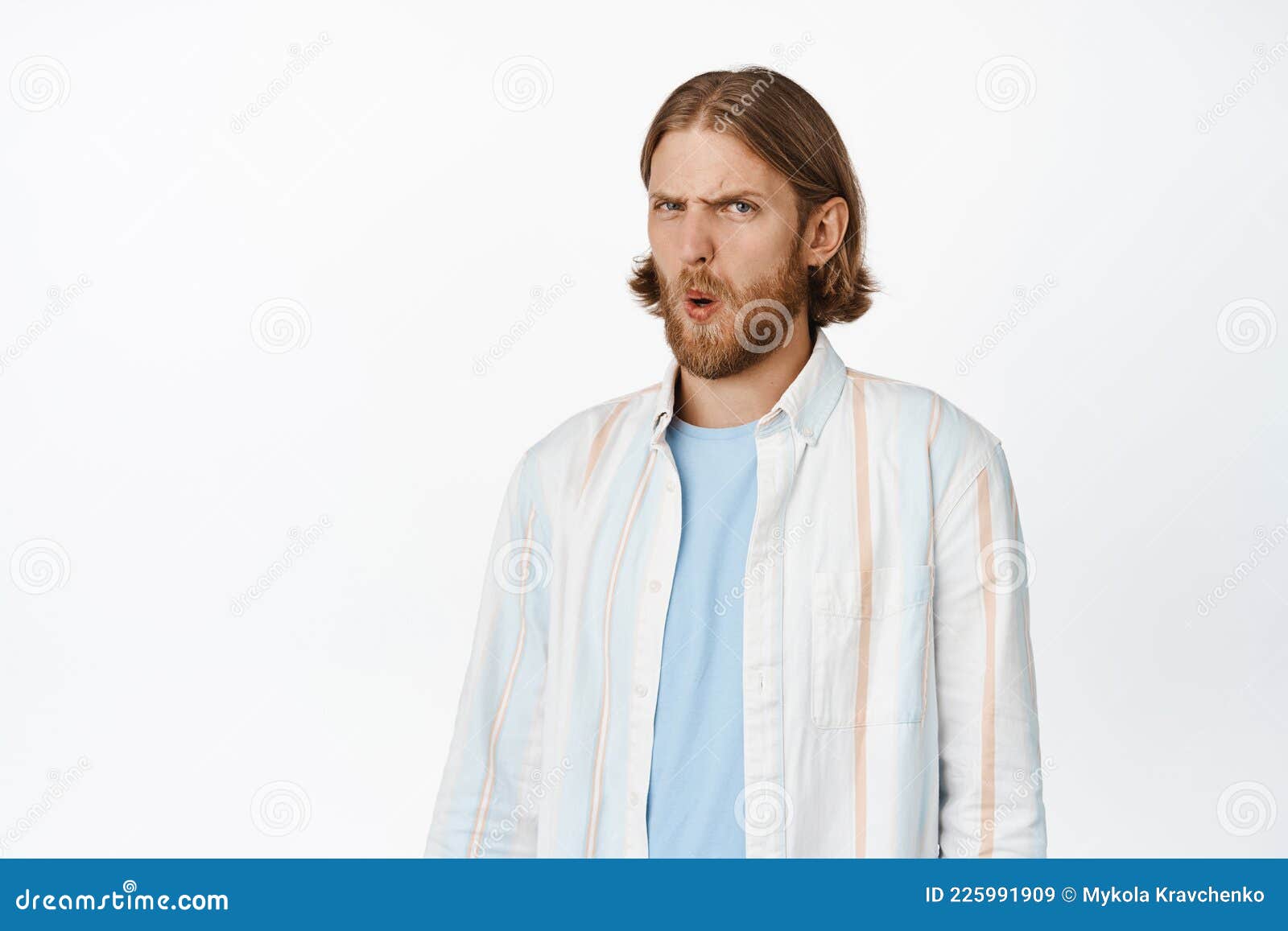 Cringe. Disgusted and Alarmed Blond Guy Squinting, Grimacing from ...