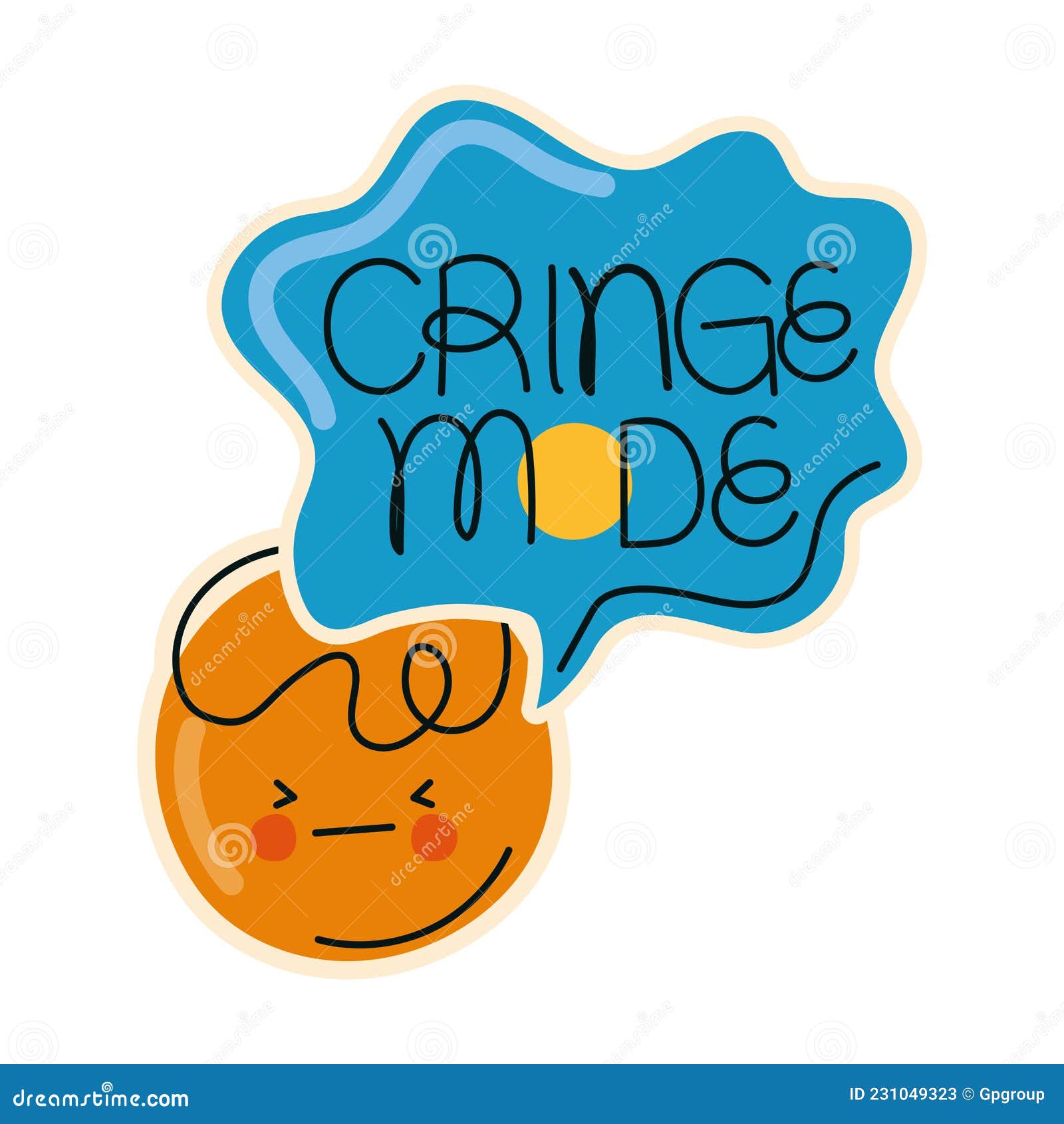 Cringe mode patch stock vector. Illustration of emotional - 231049323