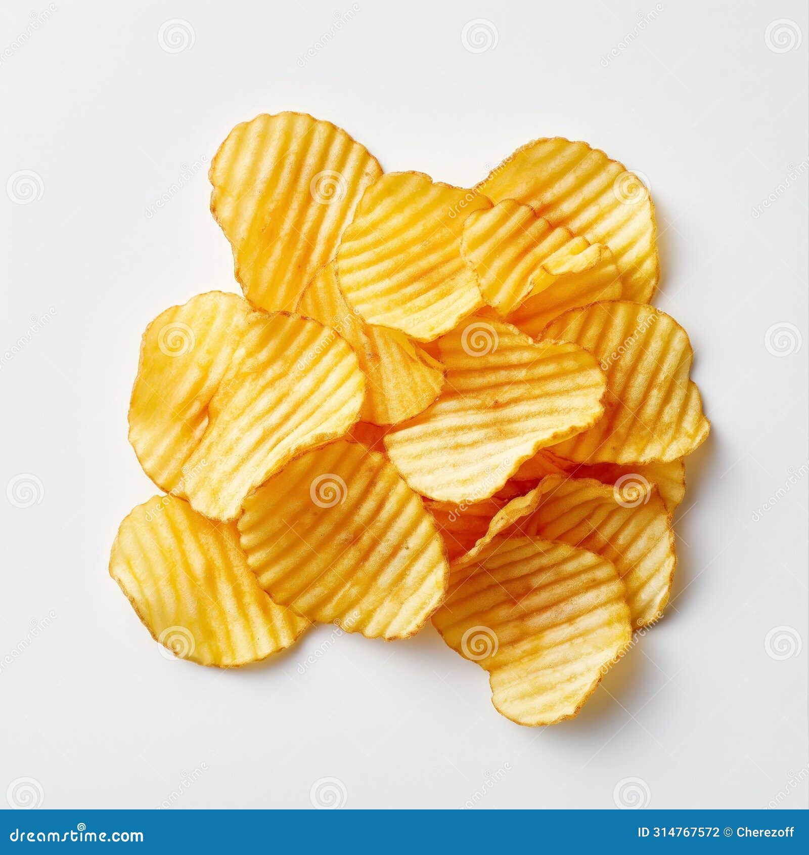 Crinkle Cut Potato Chips Pile Stock Photo - Image of white, group ...
