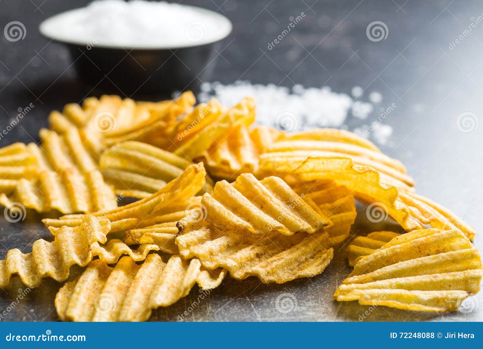 Crinkle Cut Potato Chips with Salt. Stock Photo - Image of chips ...