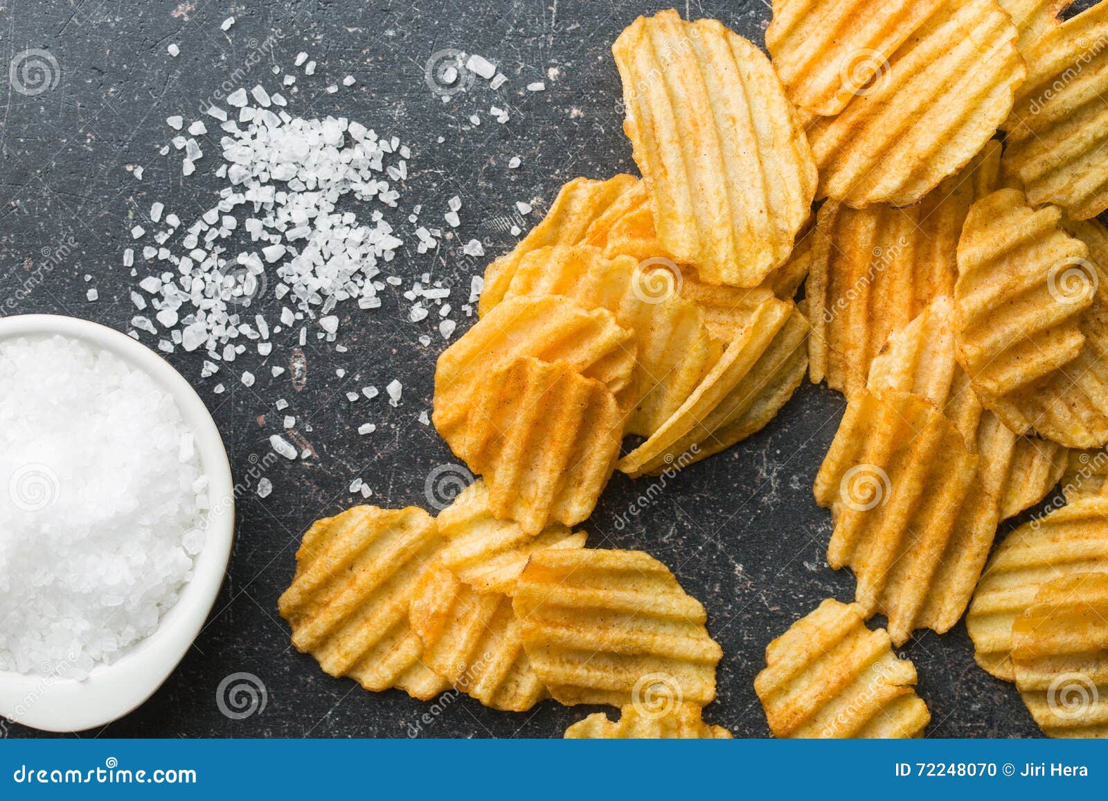 Crinkle Cut Potato Chips with Salt. Stock Photo - Image of gourmet ...