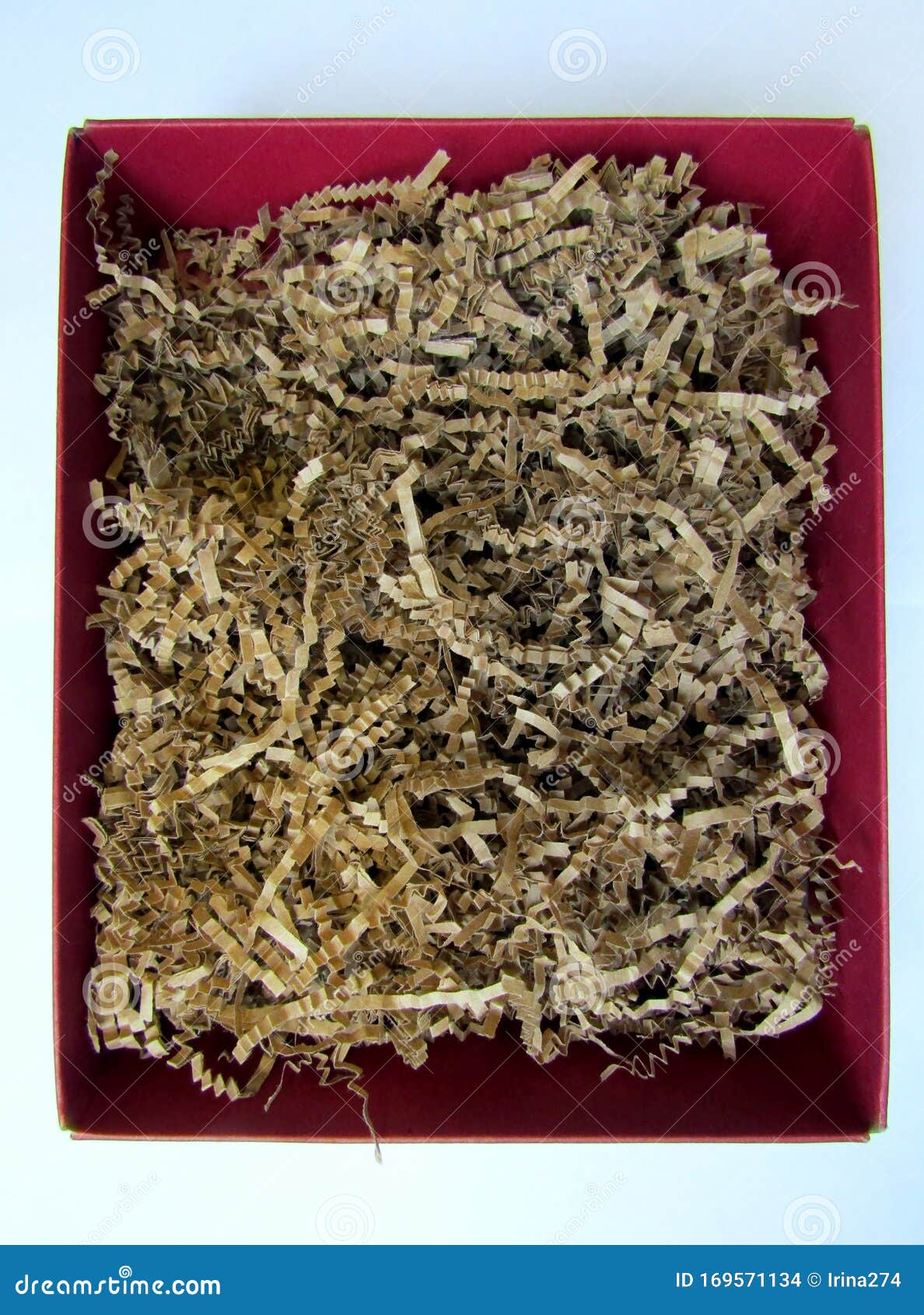 Crinkle Paper in Red Cardboard Box Stock Photo - Image of material ...