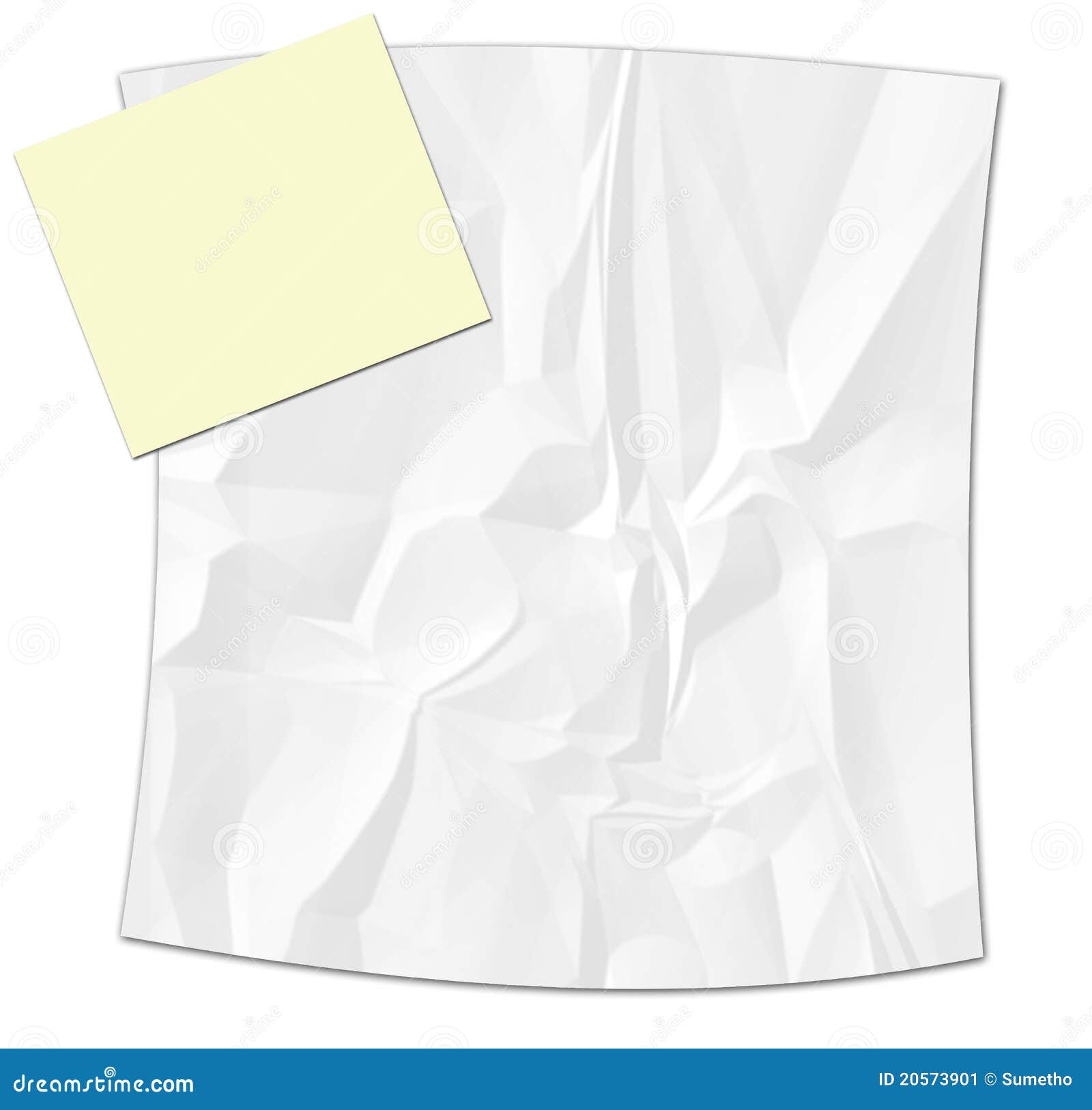 Crinkled Paper with Yellow Note Paper Stock Illustration - Illustration ...