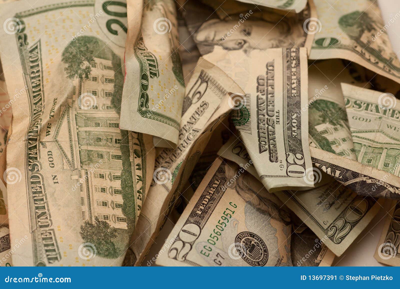 Crinkled Us Dollar Bills Closeup Stock Image - Image of commerce ...