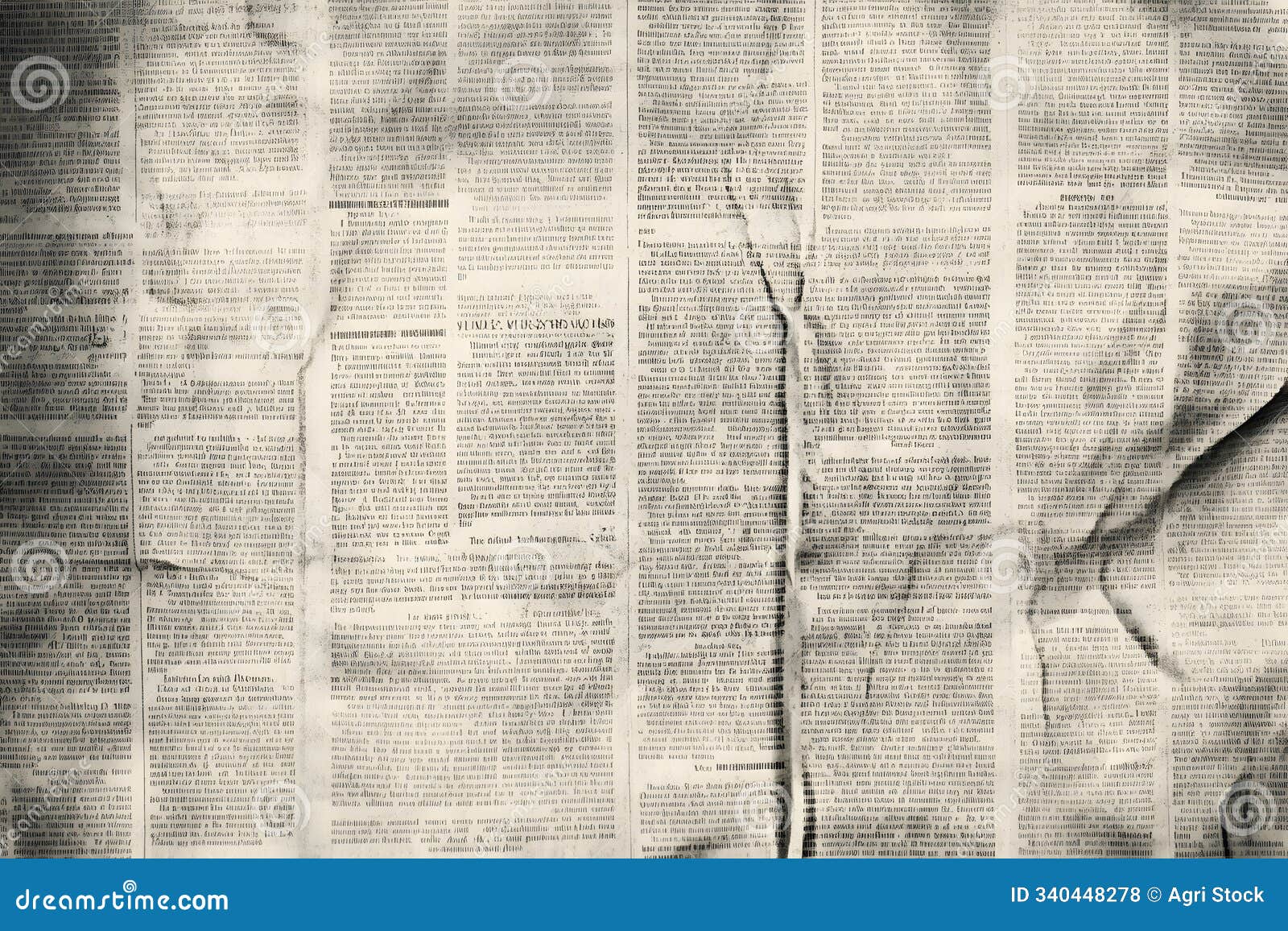 A Crinkled and Worn Page of Black and White Text Stock Illustration ...