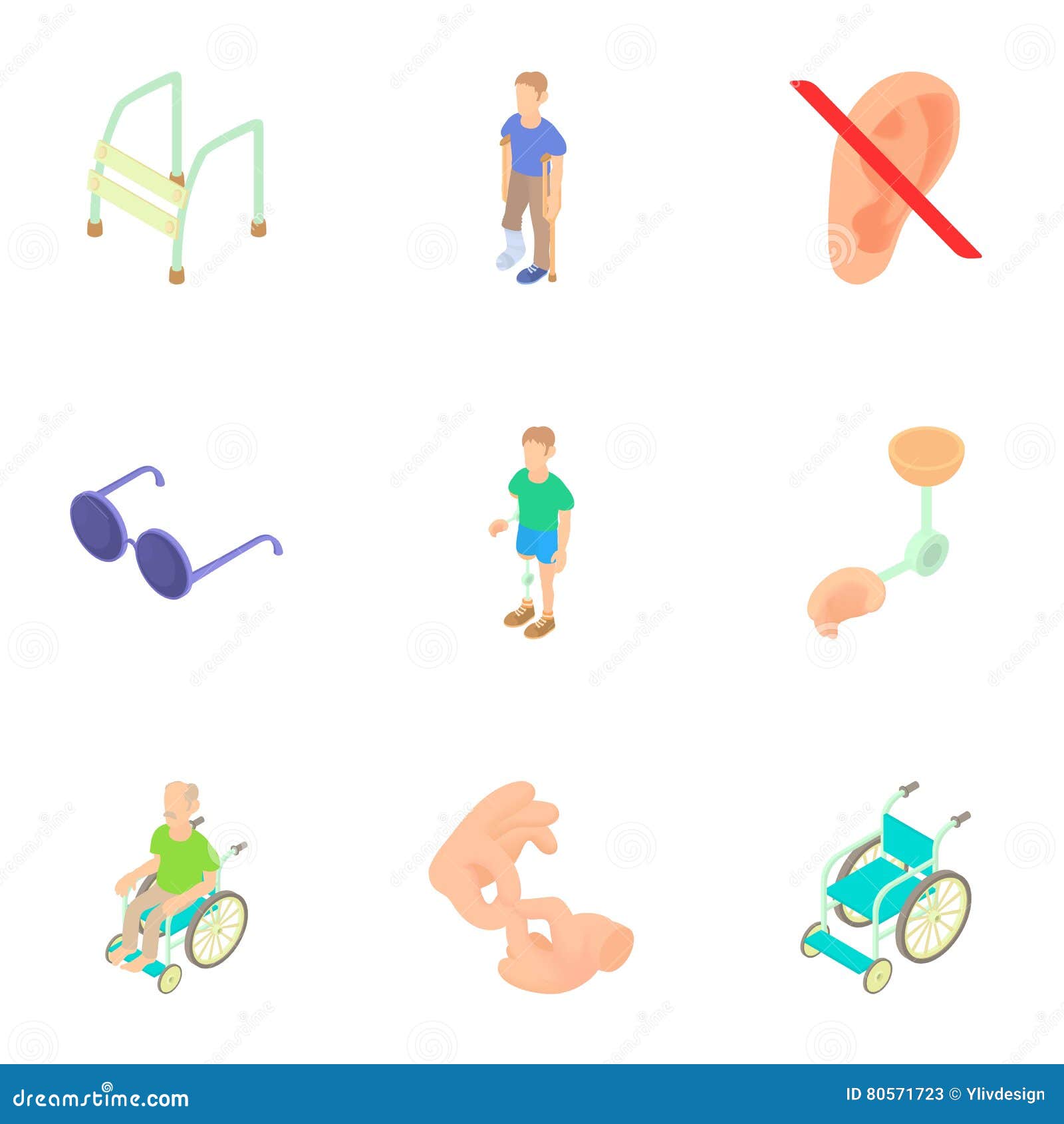 Cripple Icons Set, Cartoon Style Stock Vector - Illustration of blind ...