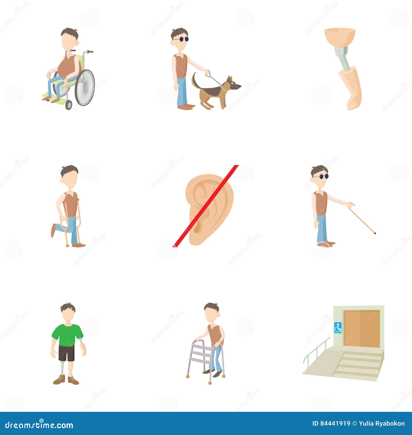 Cripple Icons Set, Cartoon Style Stock Vector - Illustration of ...