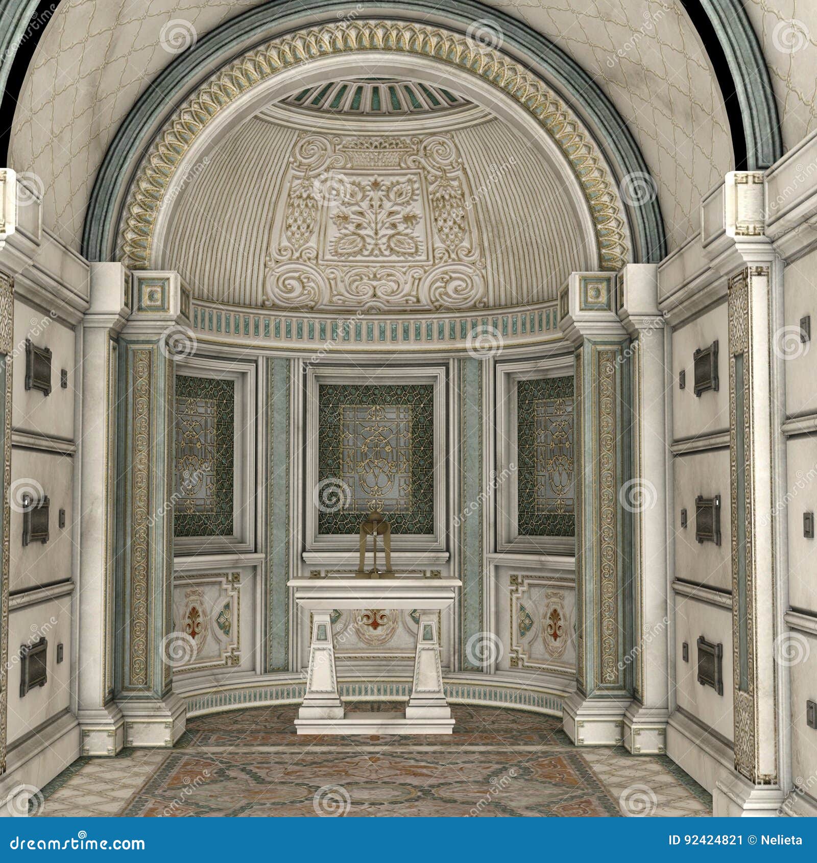 Cripta, 3DCG stock de ilustración. Ilustración de altar - 92424821
