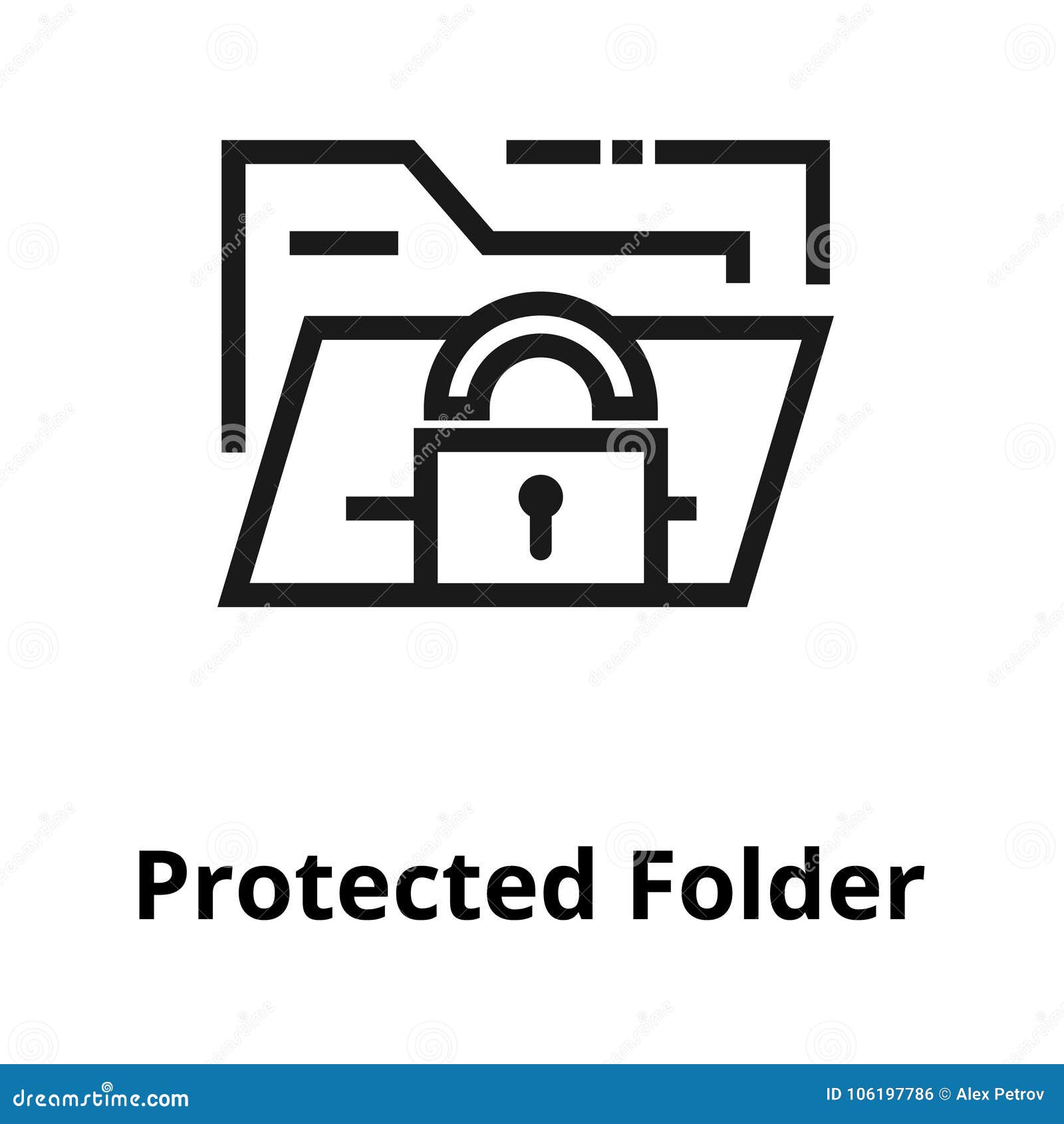 Cripted folder line icon stock illustration. Illustration of ...