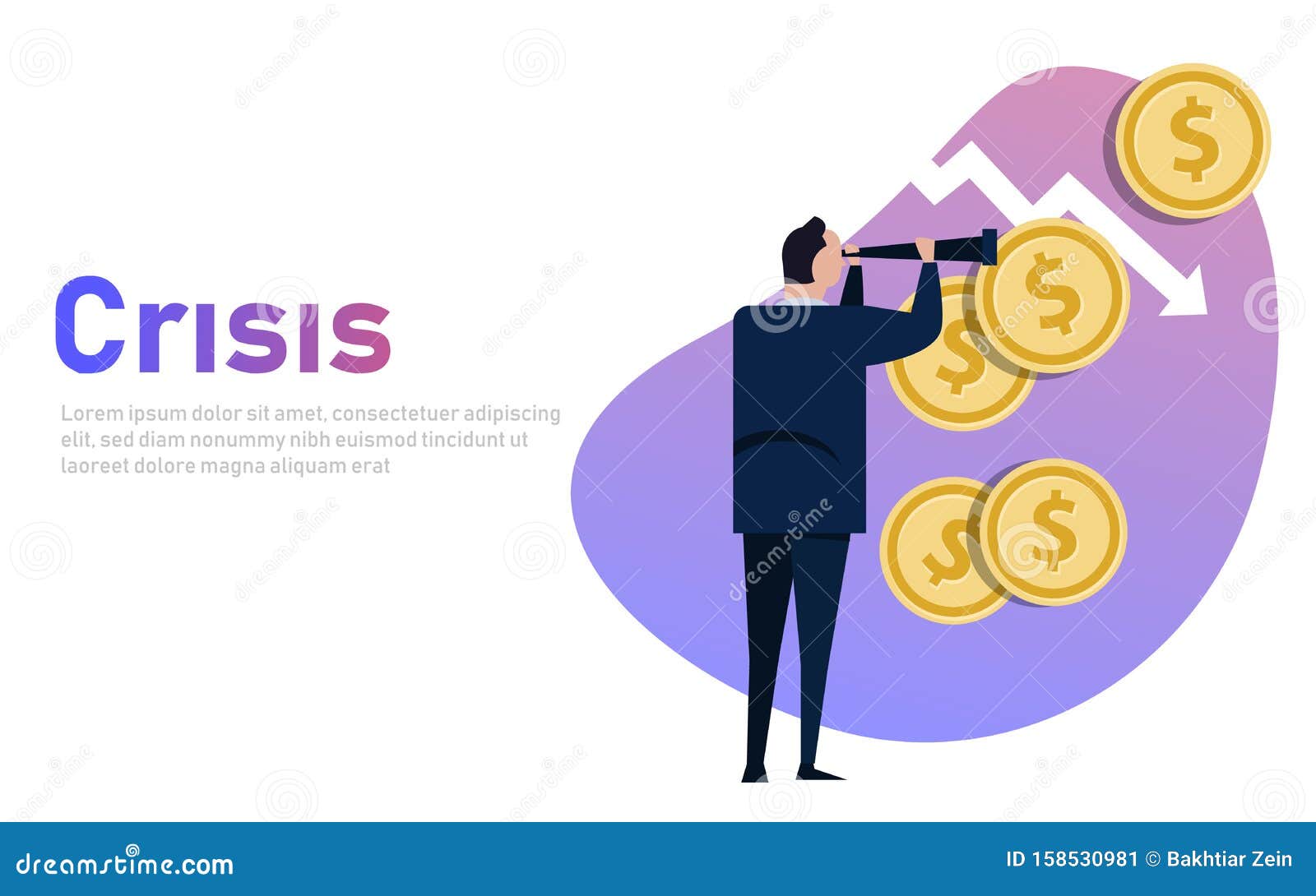 Crisis Ahead. Leader Looking Vision into Economic Down Turn Chart about ... Crisis Ahead. Leader Looking Vision into Economic Down Turn Chart about ...