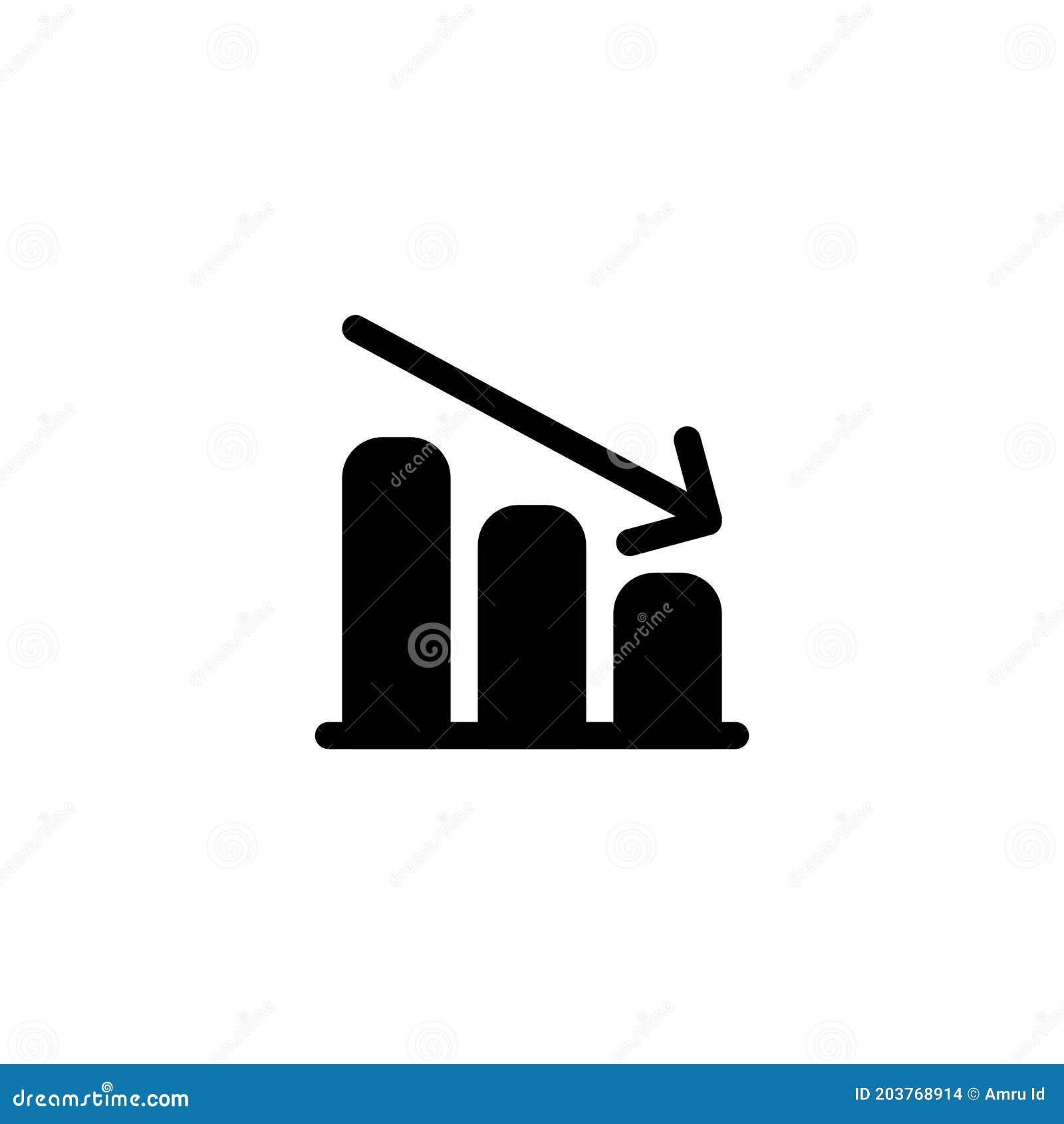 Crisis Bankrupt Graph Chart Glyph Style Icon, Logo, Vector Stock Vector ...