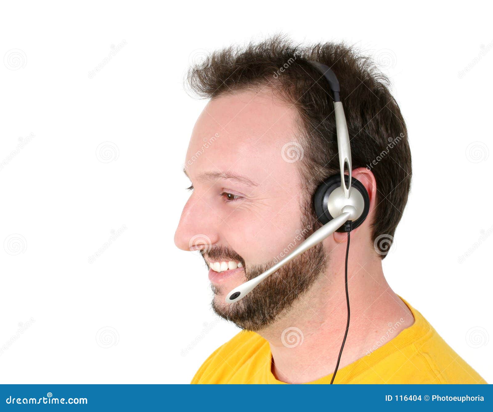 Crisis Center Volunteer or Phone Support Man Smiling Stock Photo ...