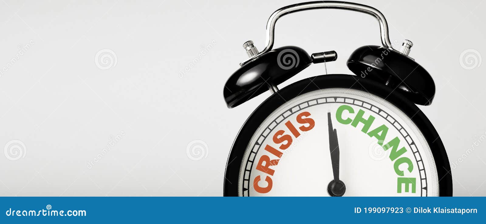 Crisis and Chance Concept in Black Alarm Clock Concept Stock Image ...