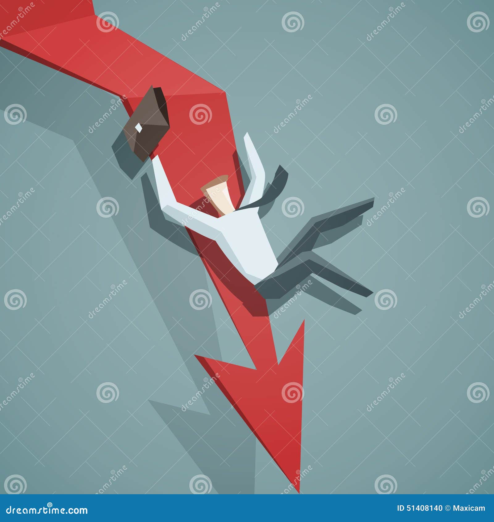 Crisis Concept - Arrow Graph Going Down and Businessman is Falling Down ...