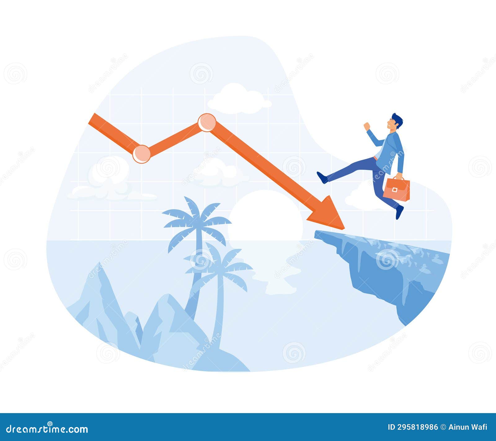 Crisis Concept. Bankruptcy with Falling Down Profit Graph and Money ...