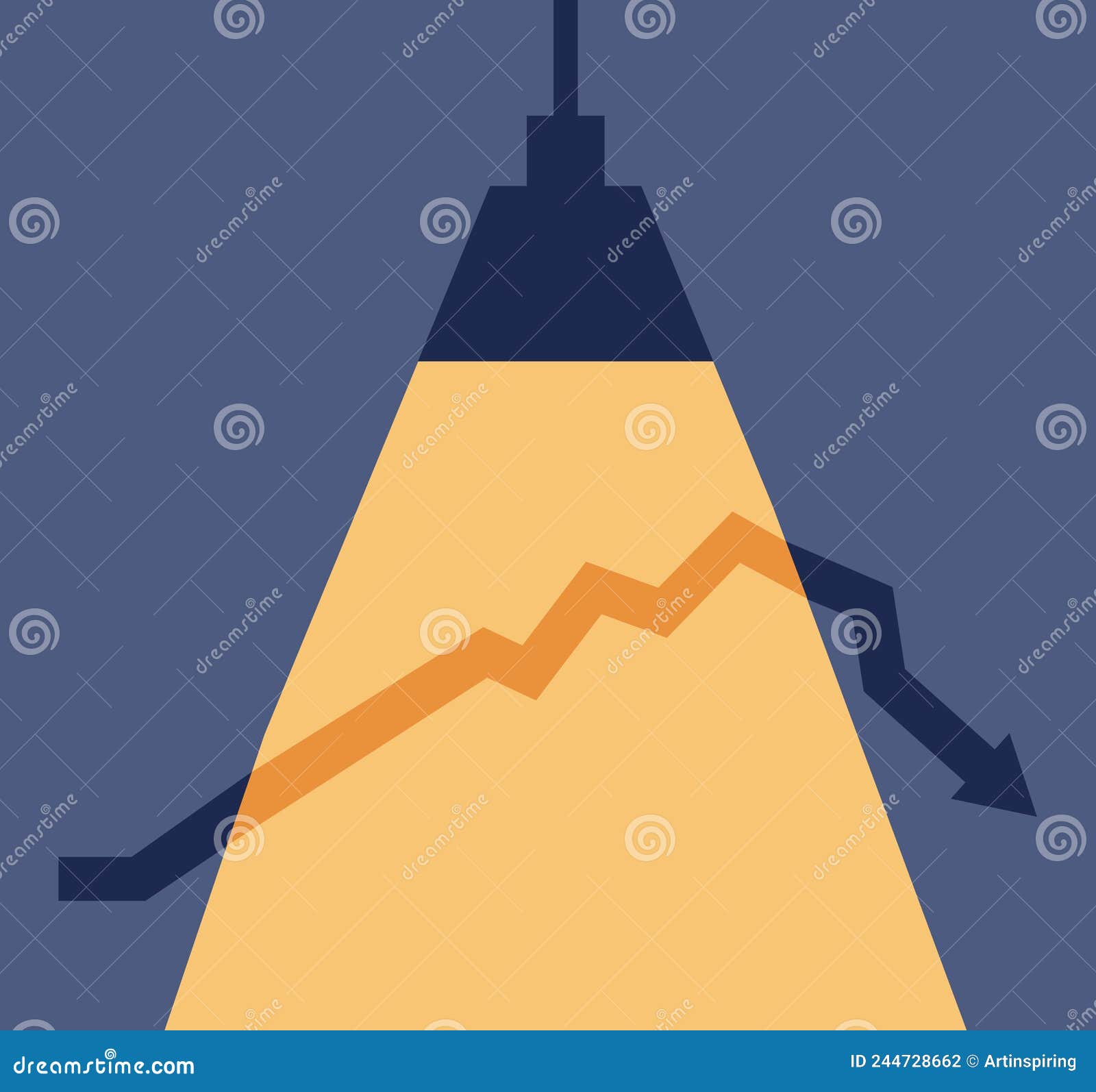 Crisis Concept. Bankruptcy with Falling Down Profit Graph and Money Stock Vector - Illustration ...