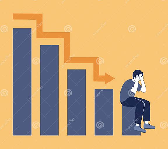 Crisis Concept. Bankruptcy with Falling Down Profit Graph and Money Stock Vector - Illustration ...