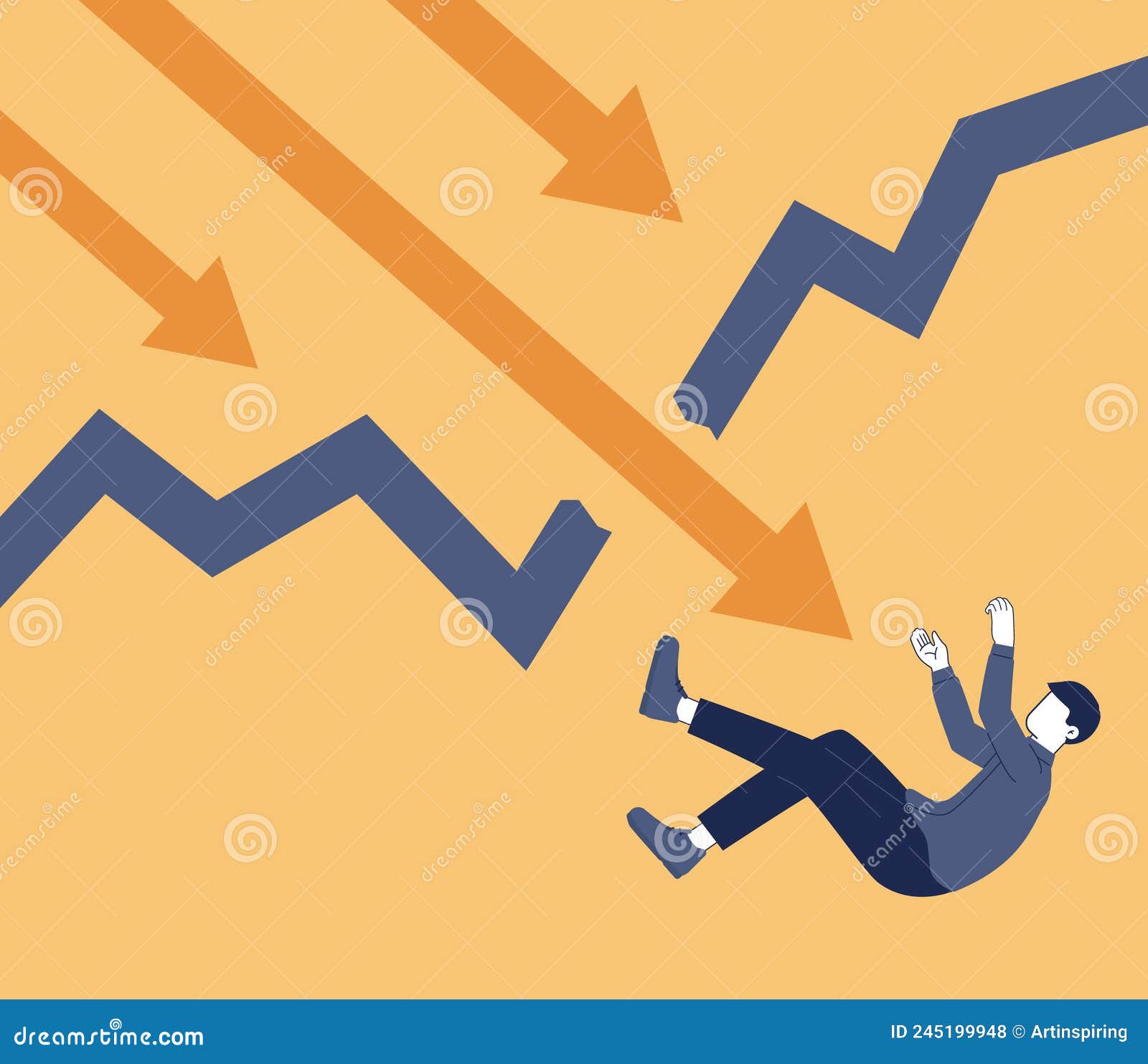 Crisis Concept. Bankruptcy with Falling Down Profit Graph and Money ...