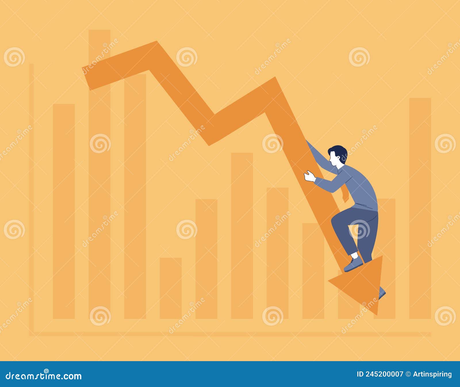 Crisis Concept. Bankruptcy with Falling Down Profit Graph and Money Stock Vector - Illustration ...