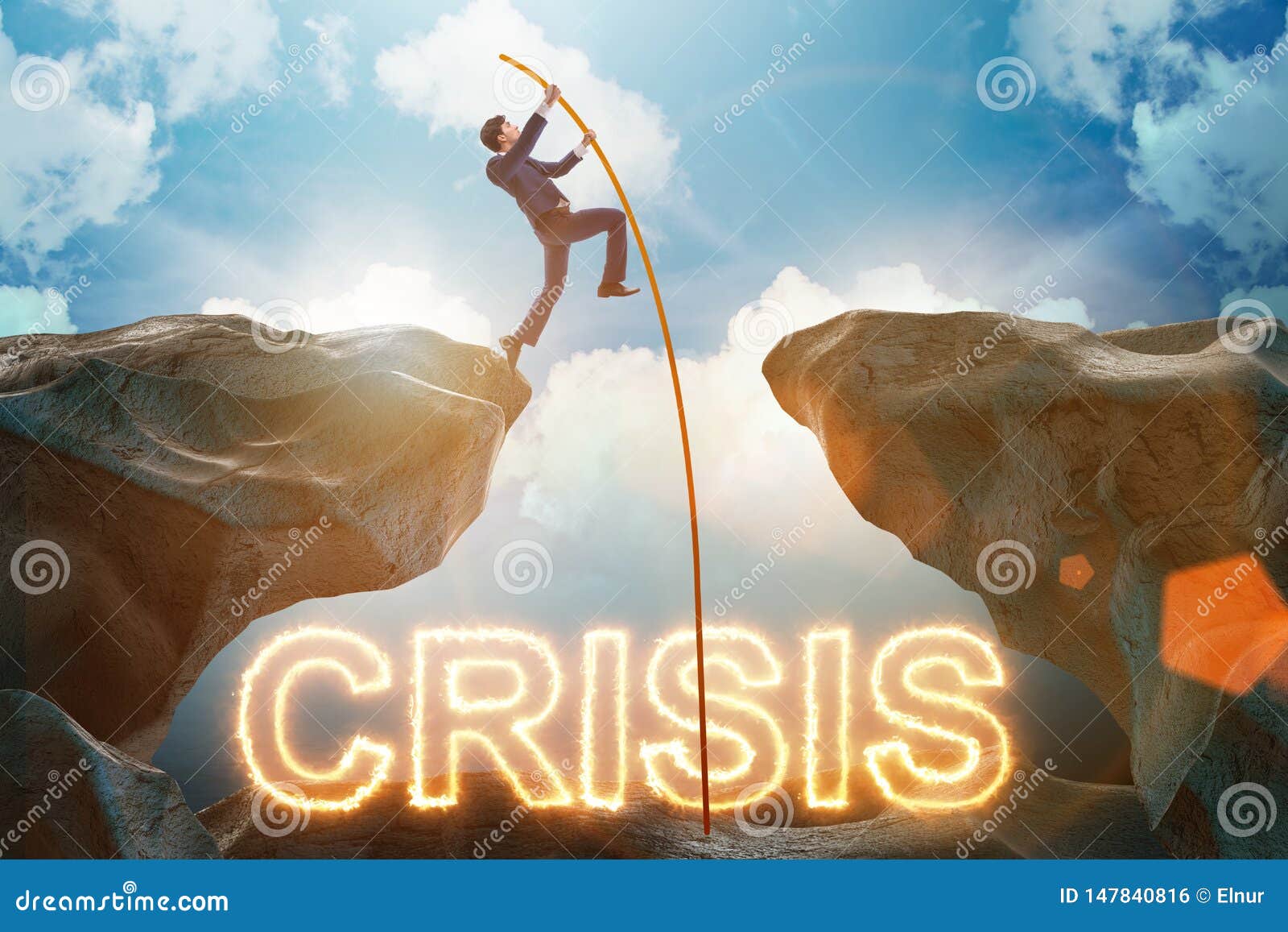 The Crisis Concept with Businessman in Business Concept Stock Photo ...