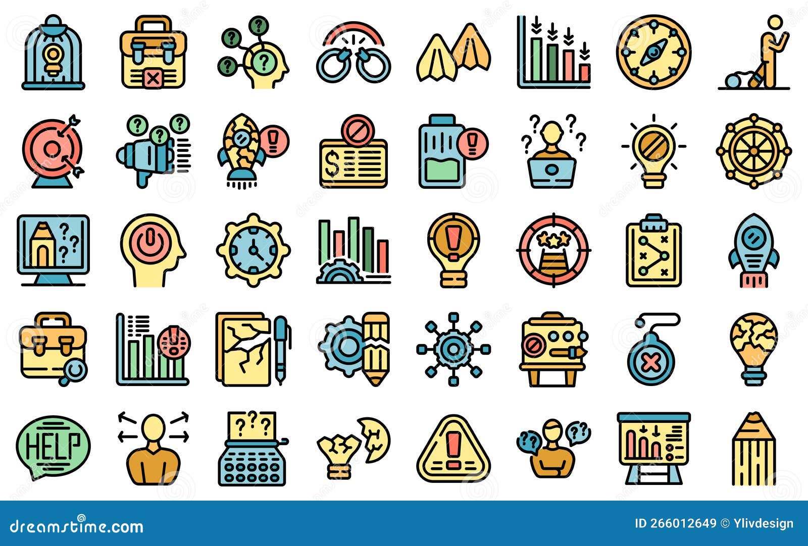 Crisis Creativity Icons Set Vector Color Outline Stock Vector ...