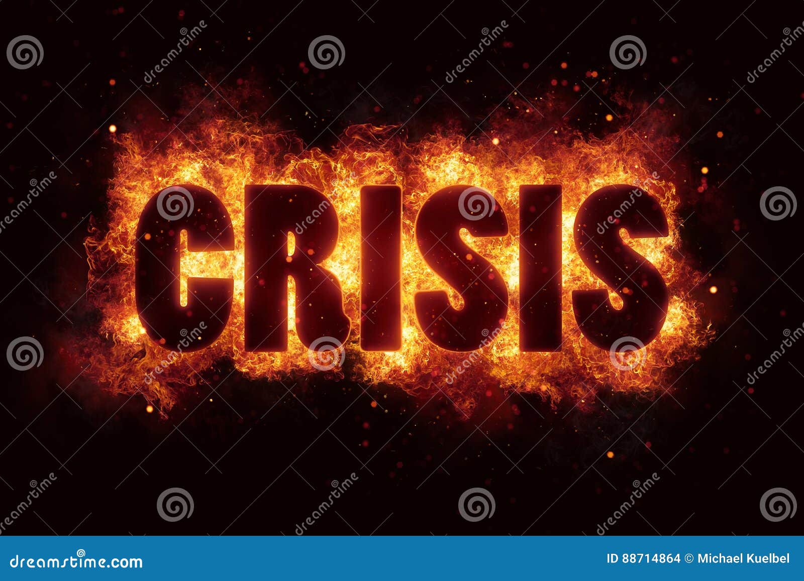 Crisis Fire Flames Burn Text Explosion Explode Stock Illustration ...
