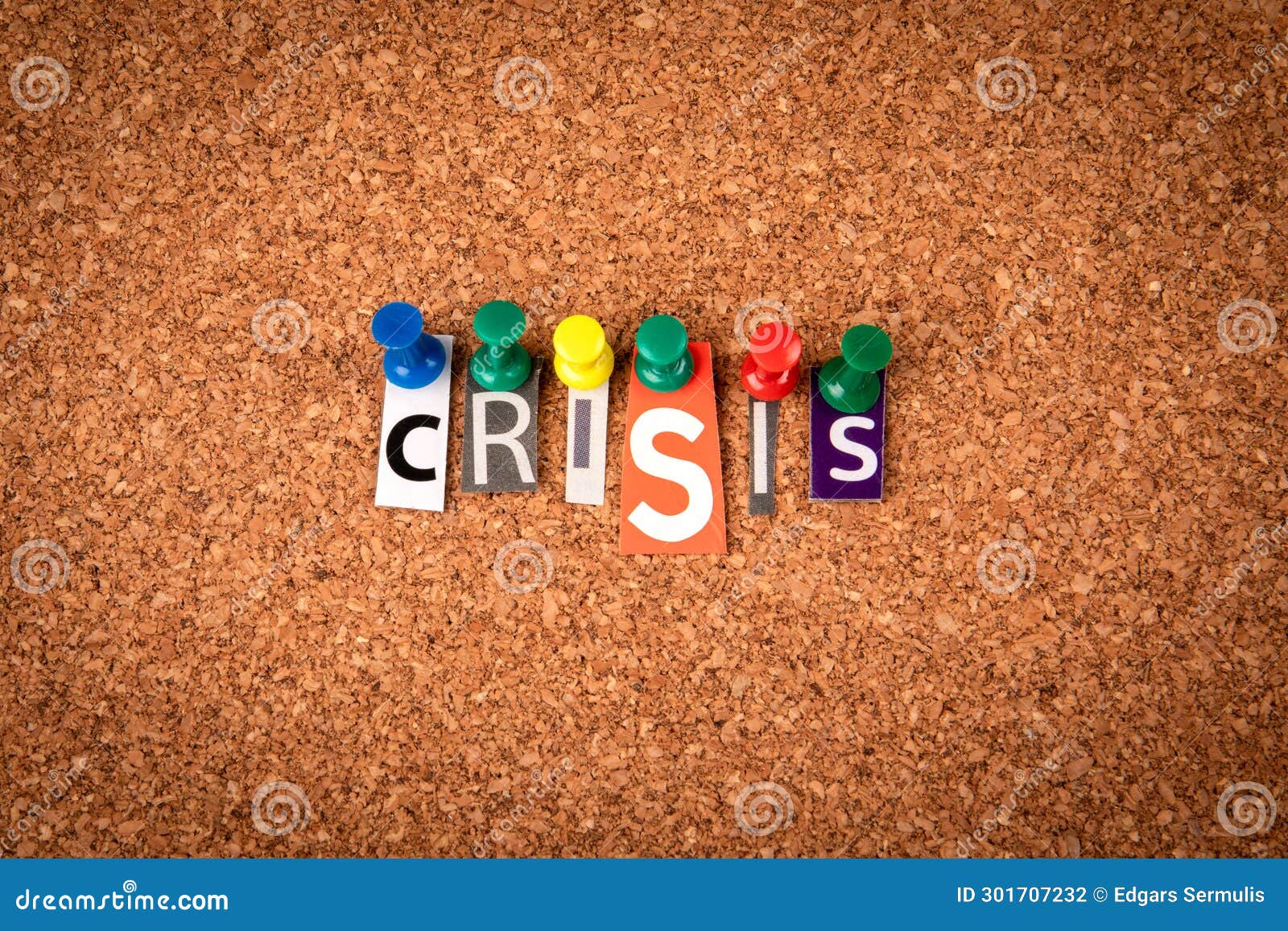 CRISIS. Letters Pinned To a Cork Notice Board Stock Photo - Image of ...