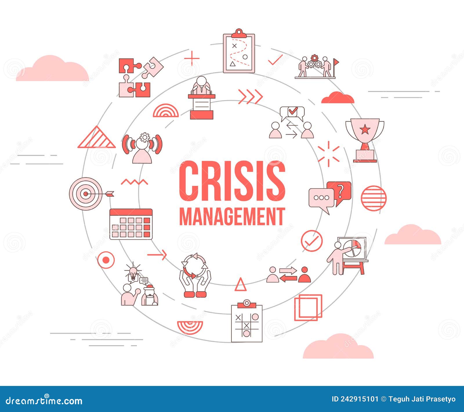 Crisis Management Concept with Icon Set Template Banner and Circle ...