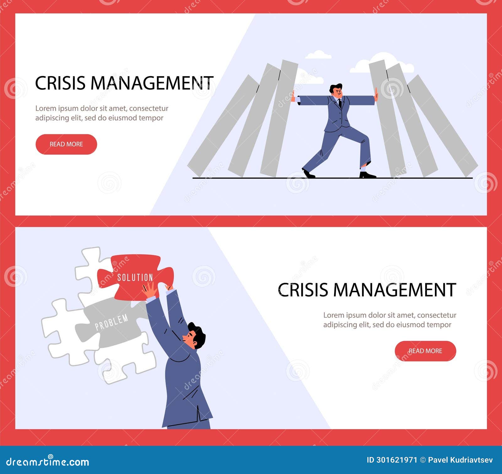 Crisis Management Vector Flyers Set, Leadership Strategy in Crisis ...