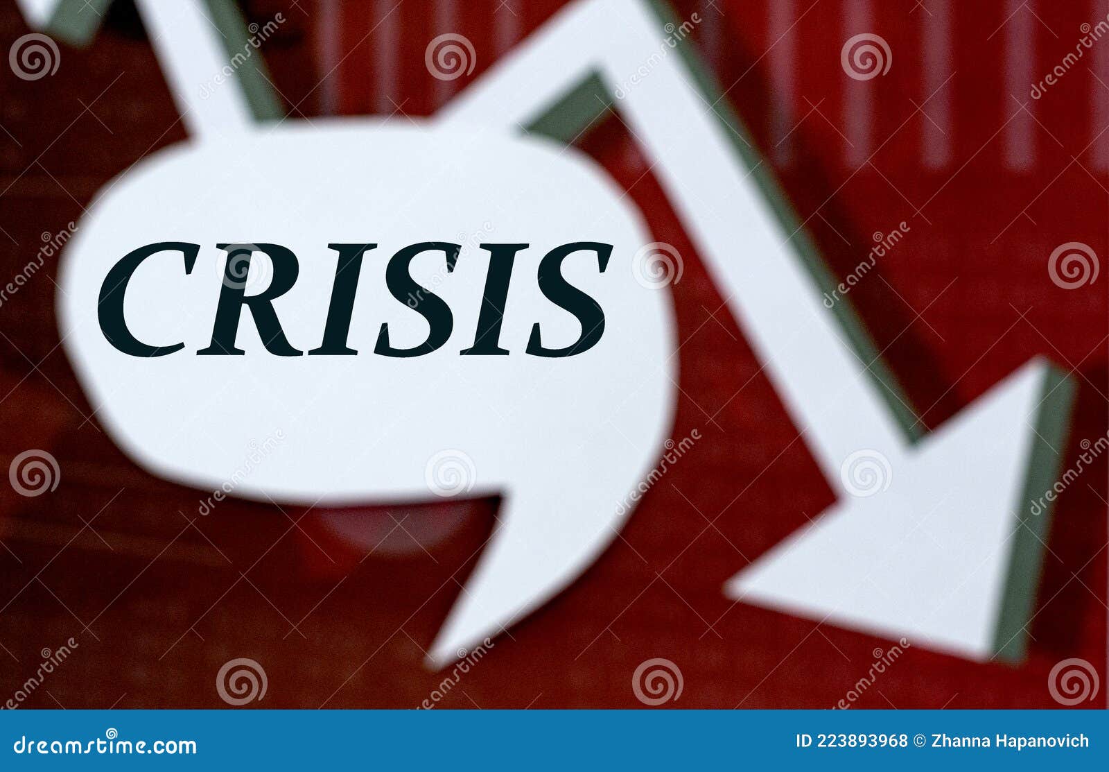 The Crisis Word is Written on the Red Chart with the Arrow Down Stock ...