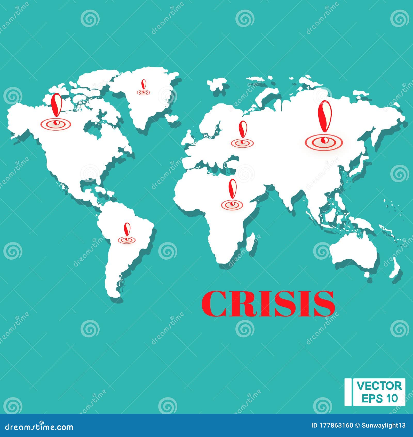 Crisis on the world map stock vector. Illustration of abstract - 177863160