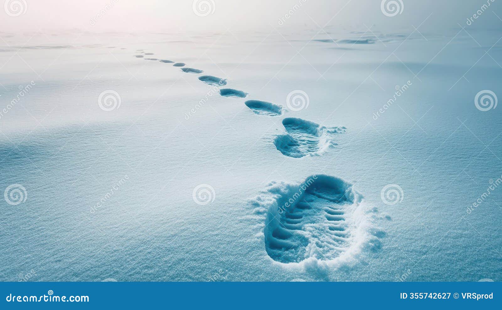 Crisp Footprints on Snowy Field Stock Image - Image of outdoors ...