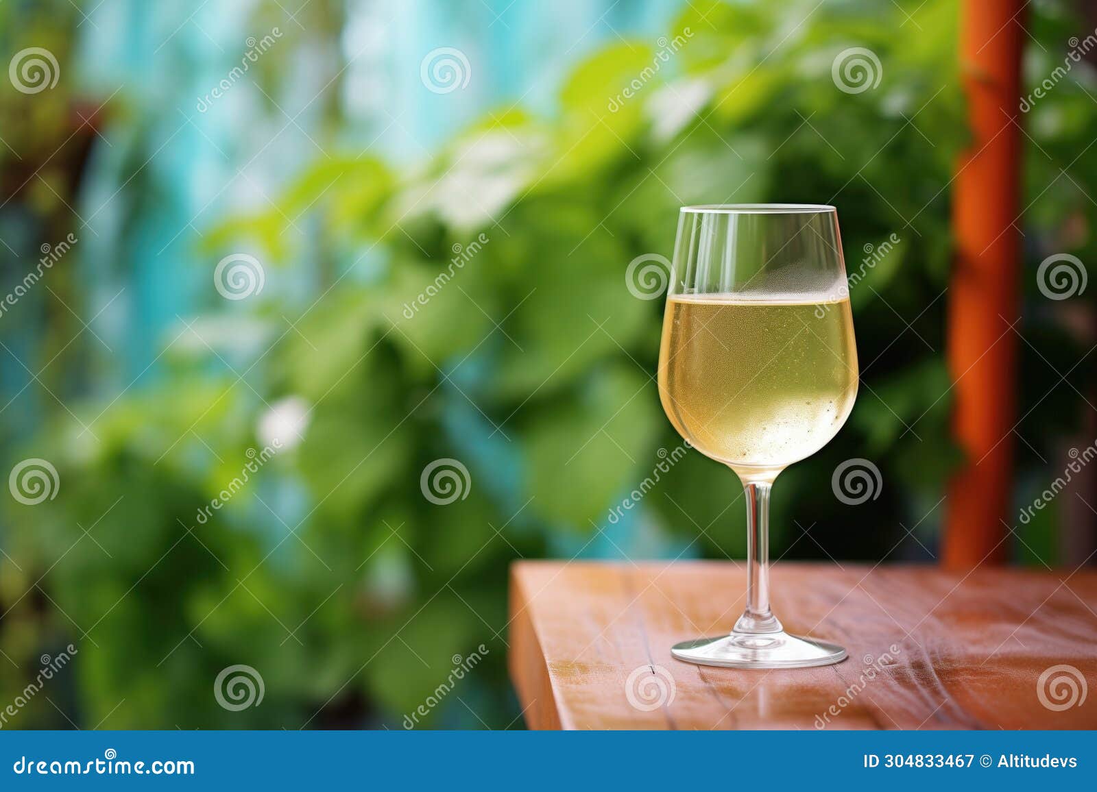 Crisp Glass of White Wine with Dew, Green Leaves Backdrop Stock Image ...