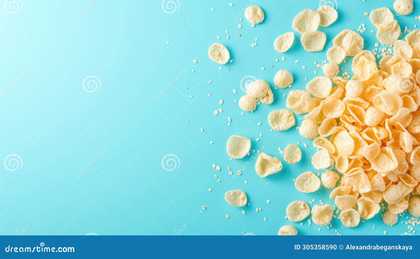 Crisp Rice Cakes Scattered on Blue Surface Stock Illustration ...