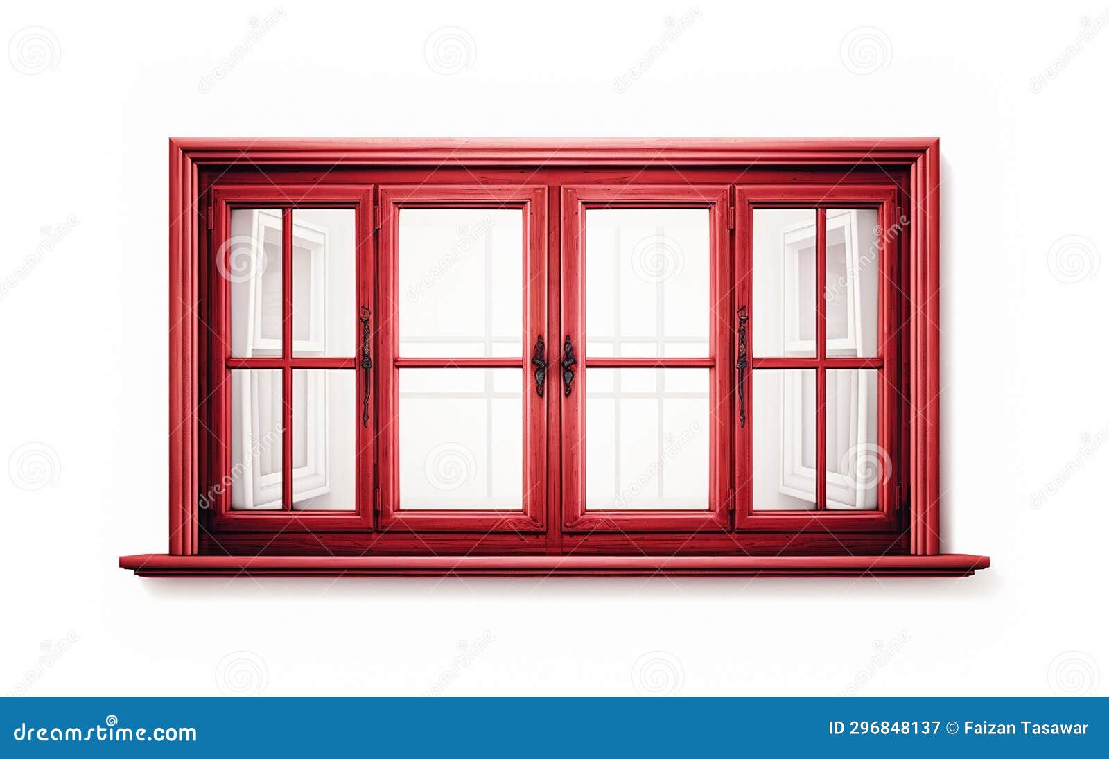 Crisp White Background with Red Transom Windows -Generative Ai Stock ...