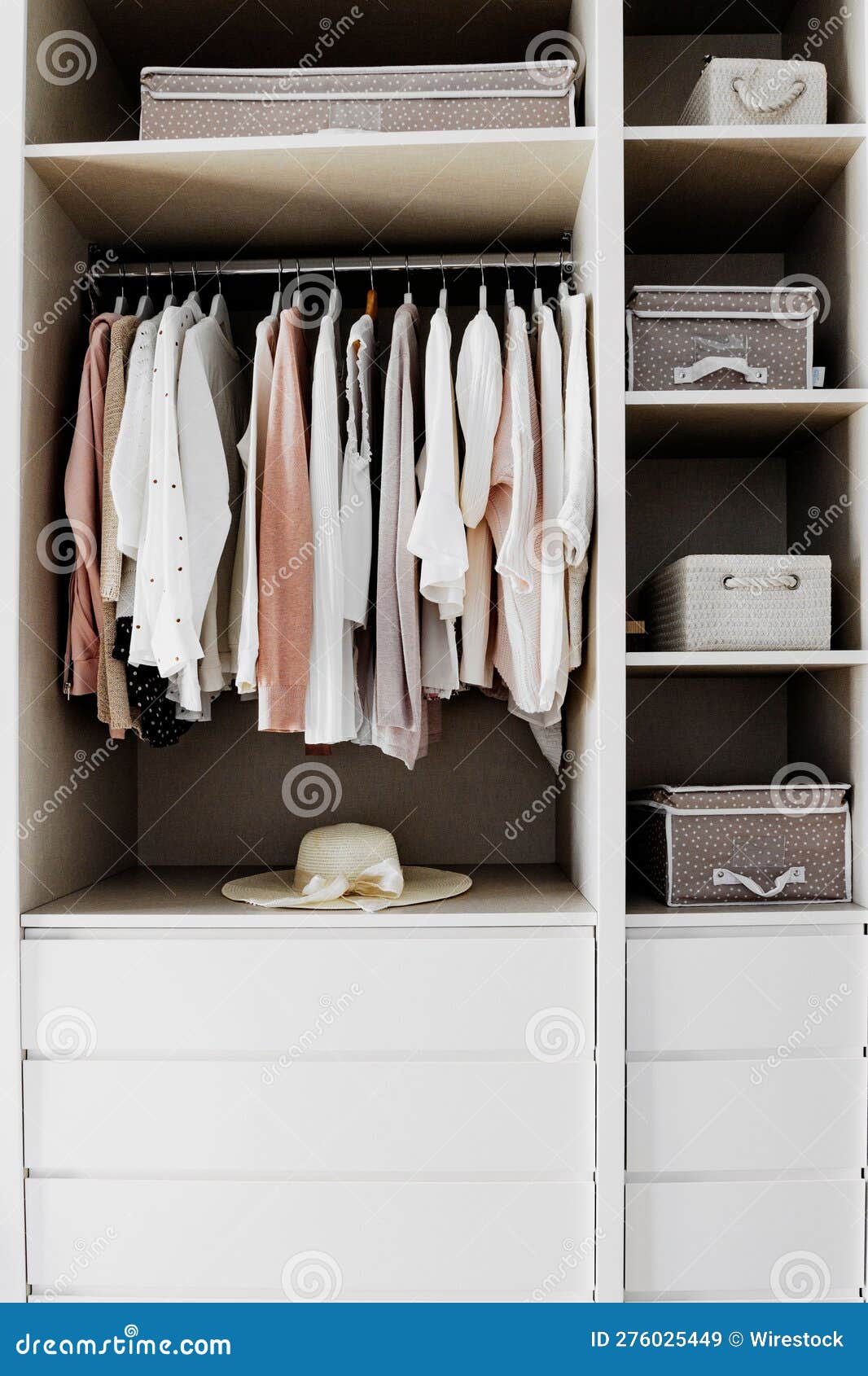 Crisp White Wardrobe with Multiple Drawers. Stock Image - Image of ...