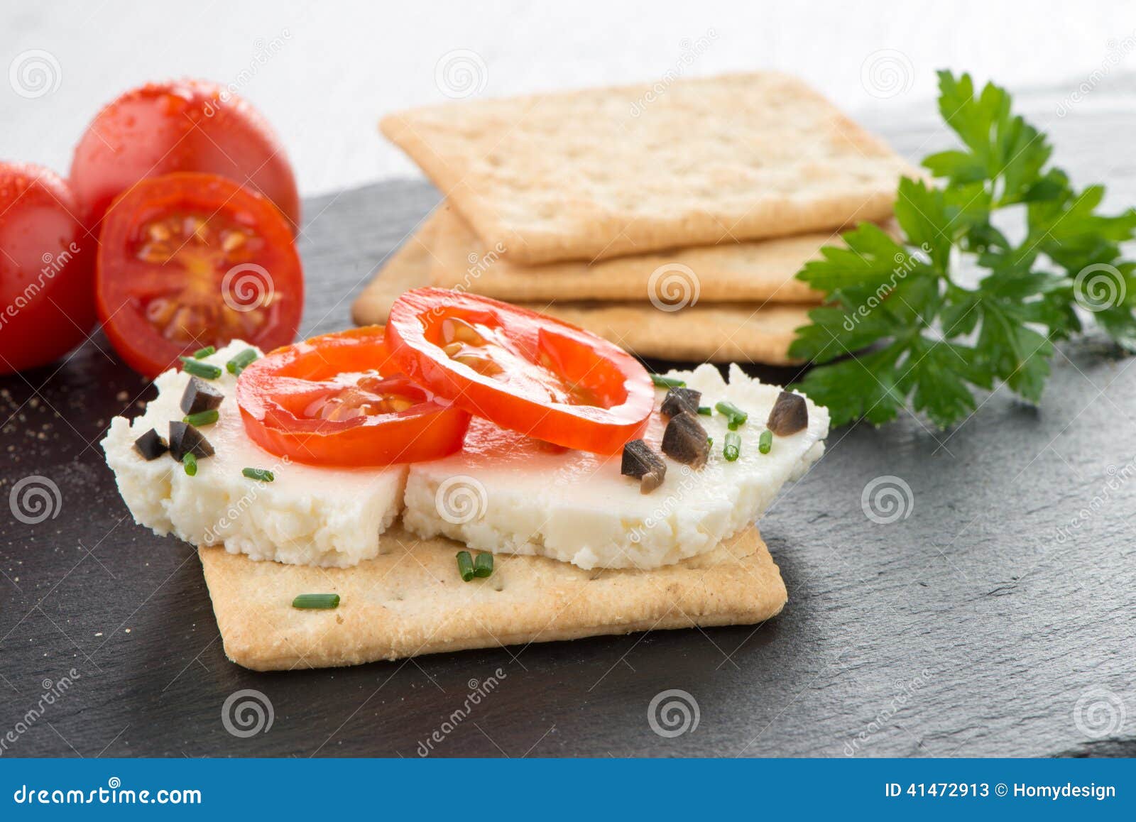 Crispbread with fromage stock image. Image of crisp, olives - 41472913