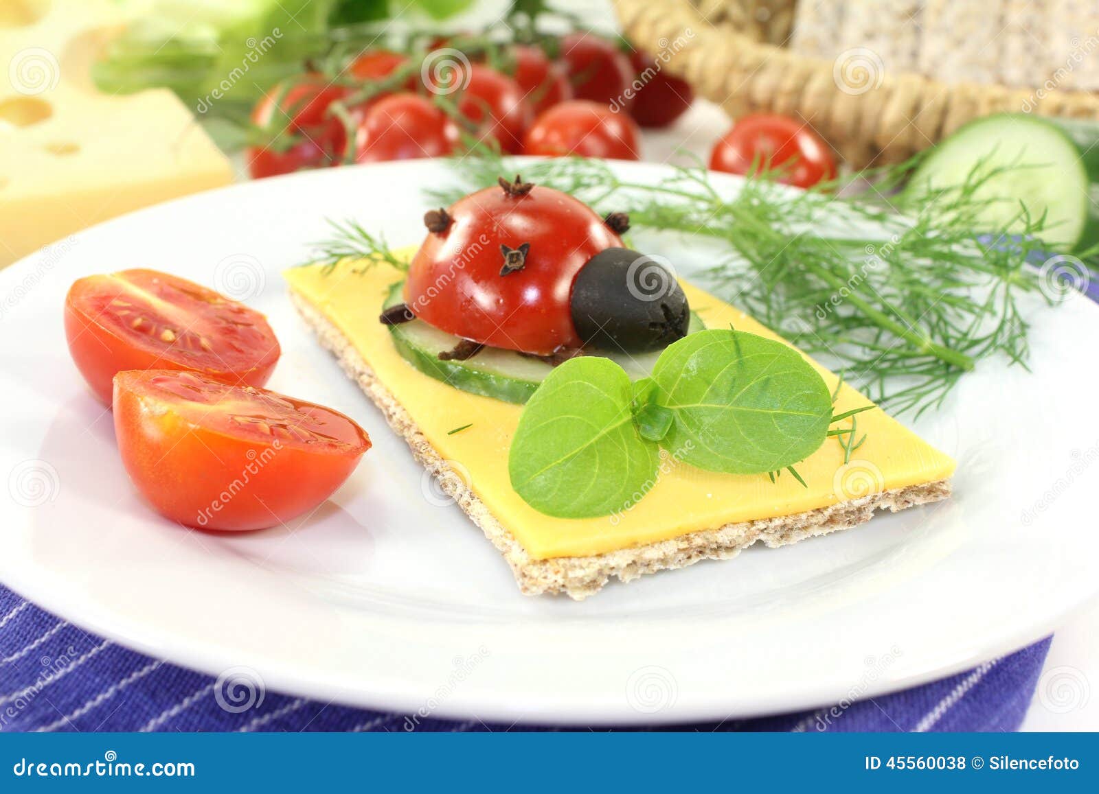 Crispbread with ladybug stock photo. Image of wellness - 45560038