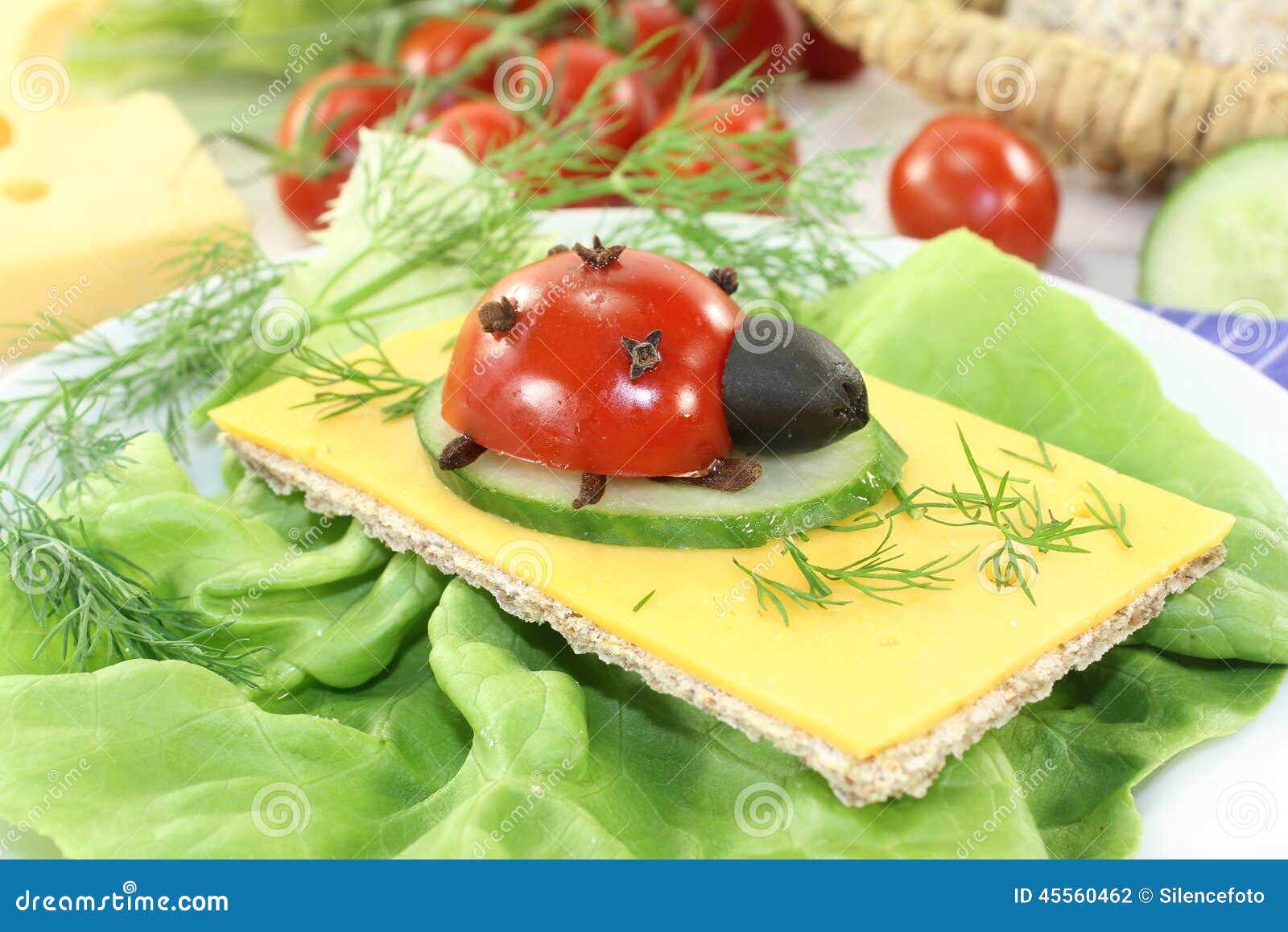 Crispbread with ladybug stock photo. Image of diet, white - 45560462