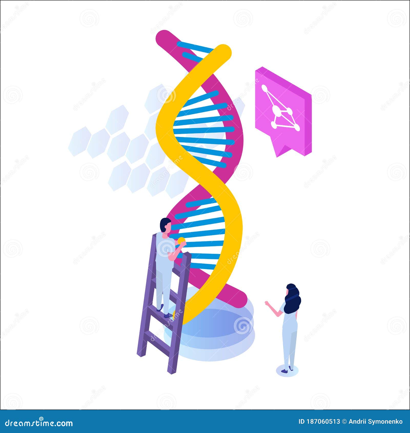 CRISPR CAS9 - Genetic Engineering Isometric Concept. Cartoon Vector ...