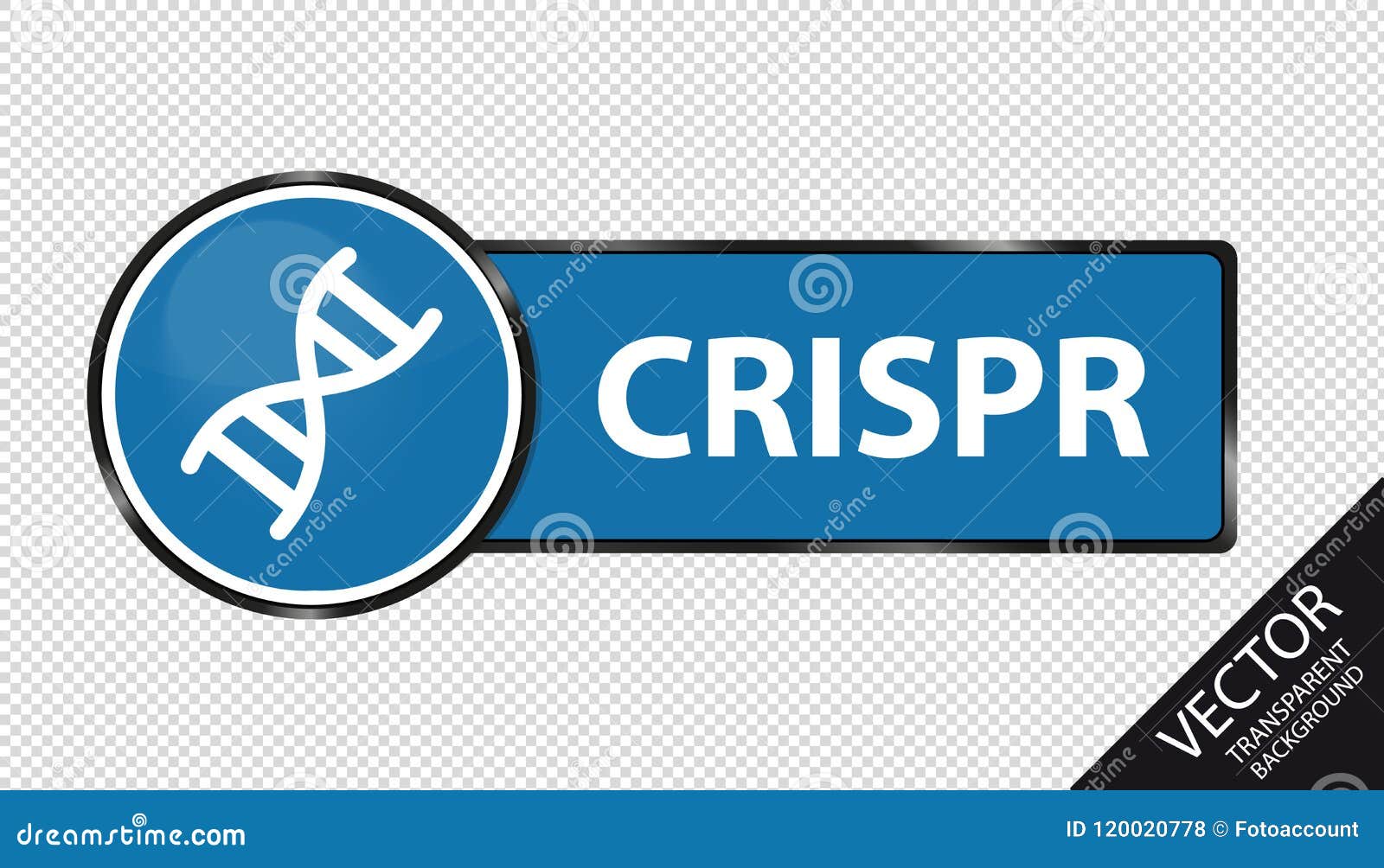 CRISPR DNA Button - Blue Vector Illustration - Isolated on Transparent ...